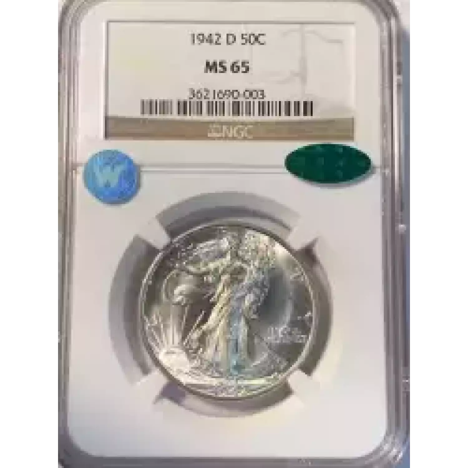 1942-D Walking Liberty Half Dollar NGC MS-65 CAC, Sight White - Bob ...