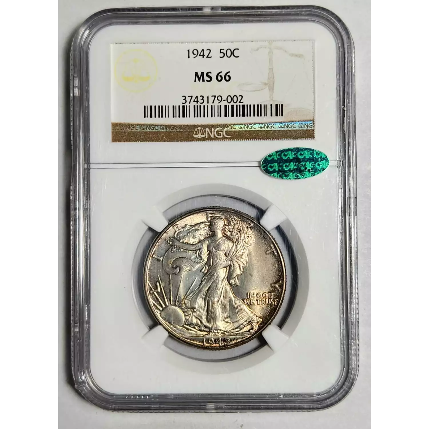 1942 Walking Liberty Half Dollar NGC MS-66 CAC - Bob Paul Rare Coins