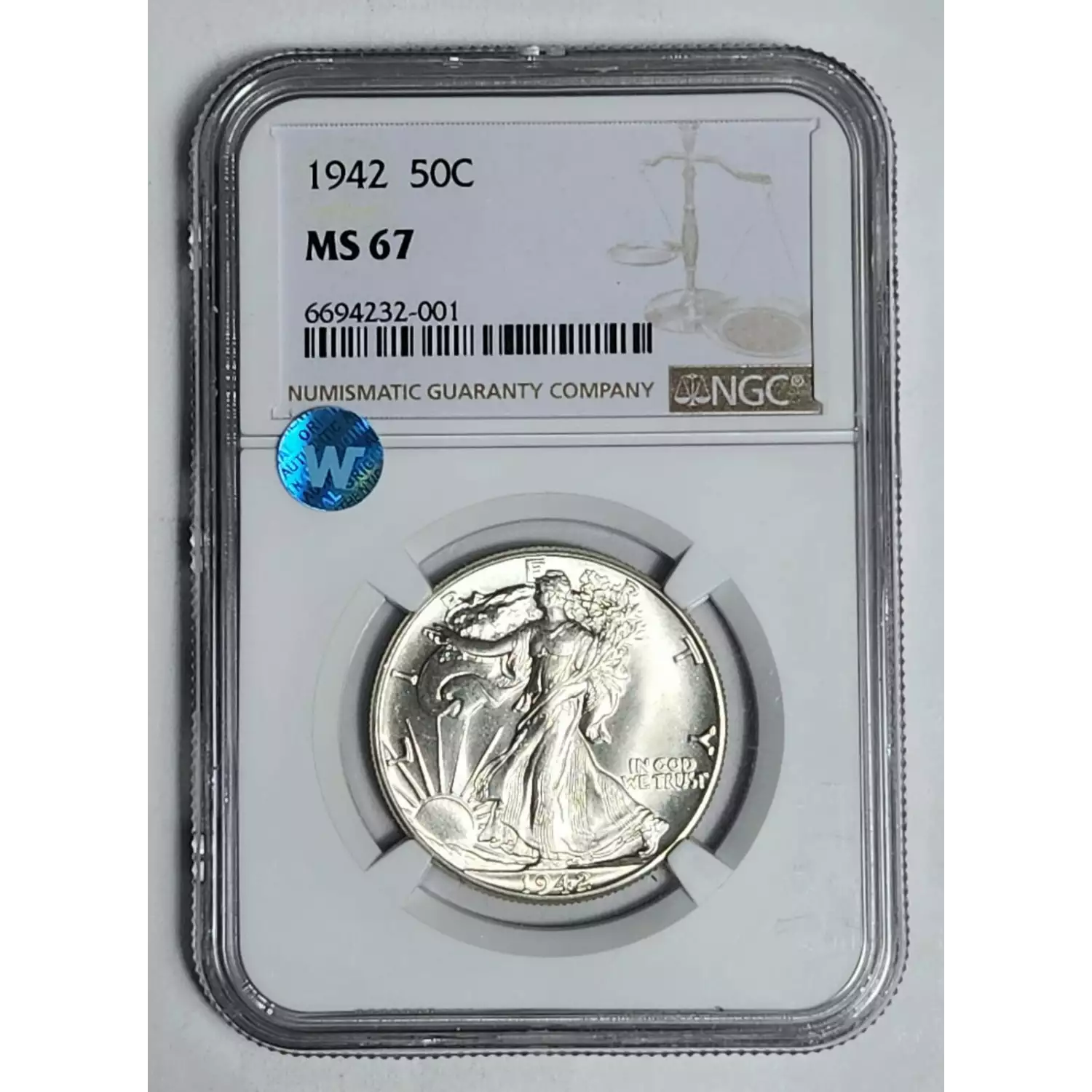 1942 Walking Liberty Half Dollar NGC MS-67 Sight White - Bob Paul Rare Coins