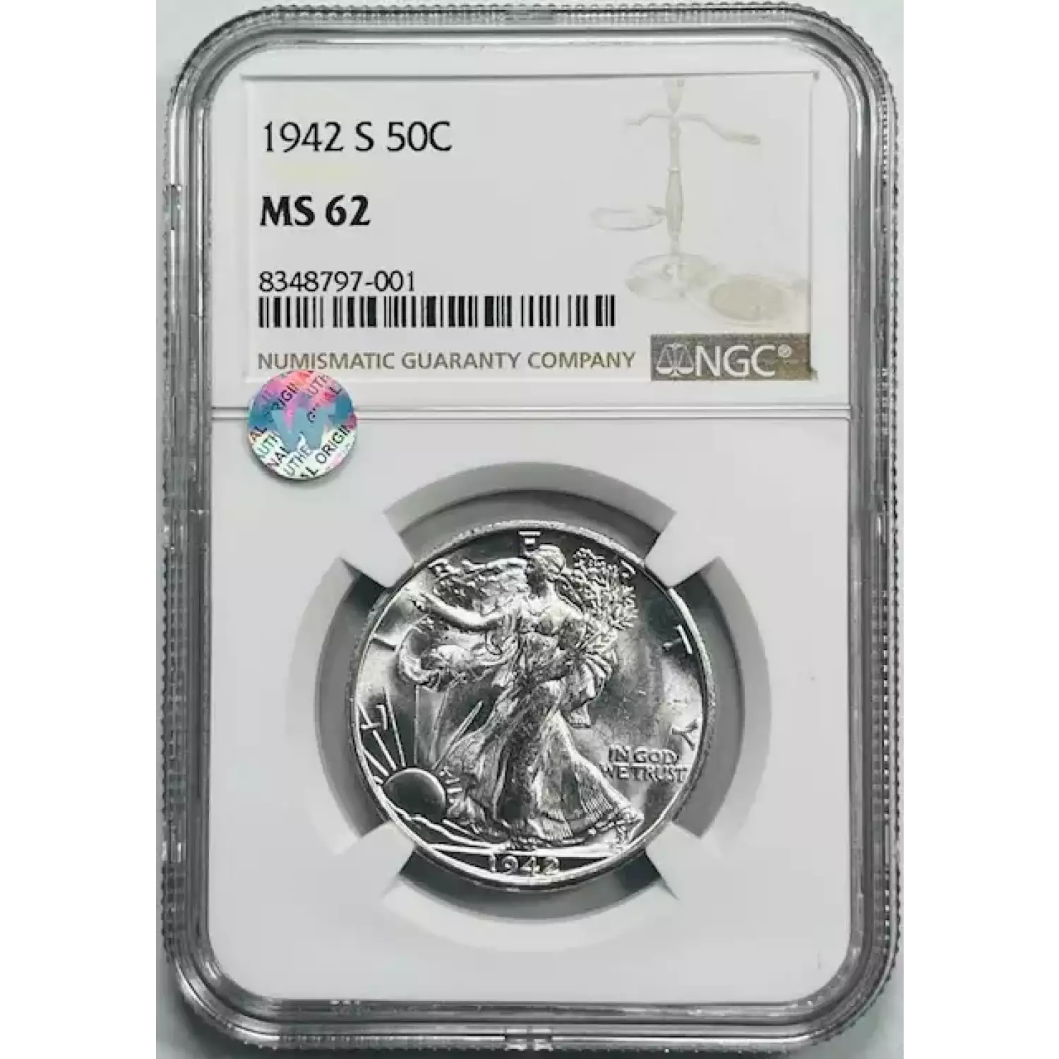 1942-S Walking Liberty Half Dollar NGC MS-62 Sight White - Bob Paul ...