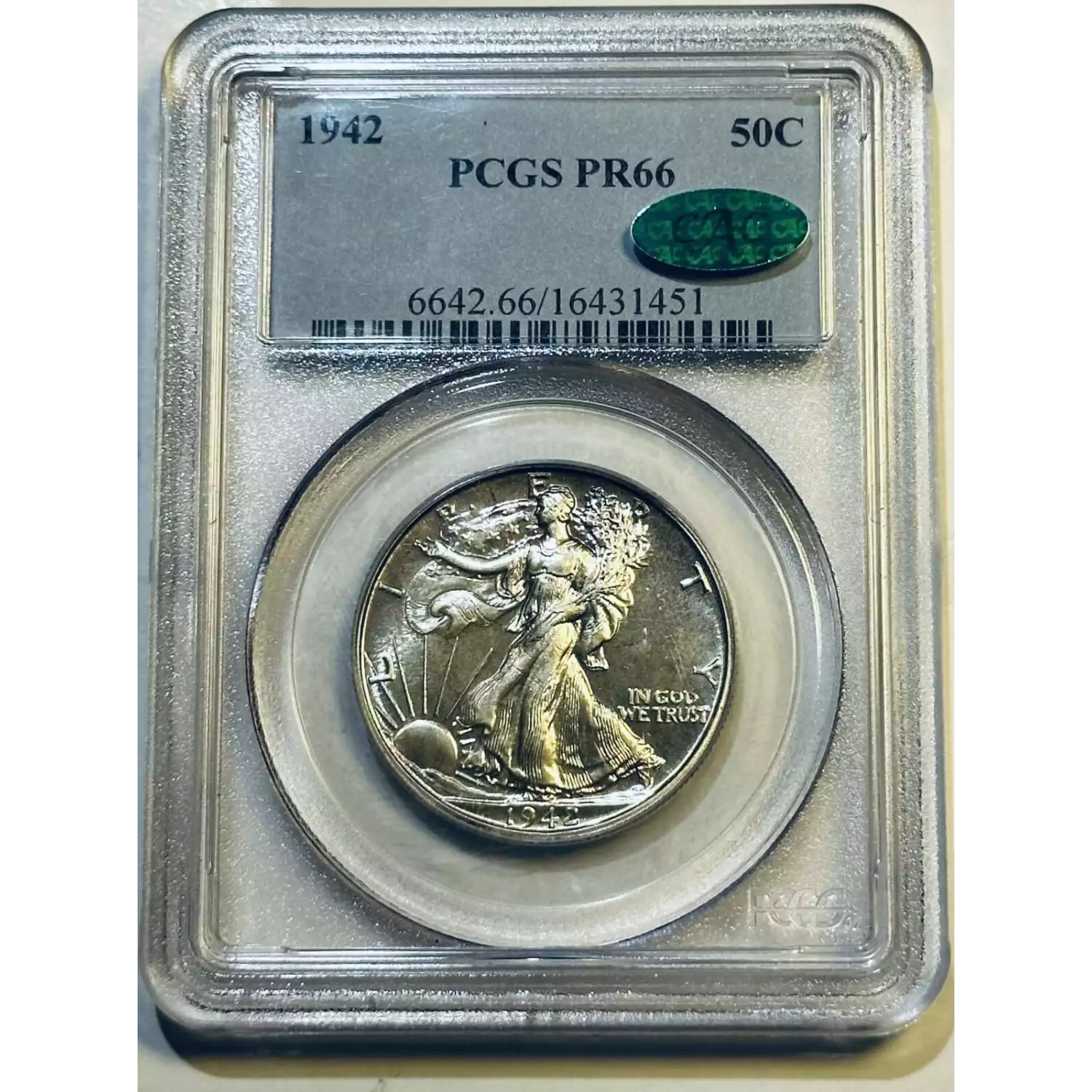 1942 Walking Liberty Half Dollar PCGS PR-66 CAC - Bob Paul Rare Coins