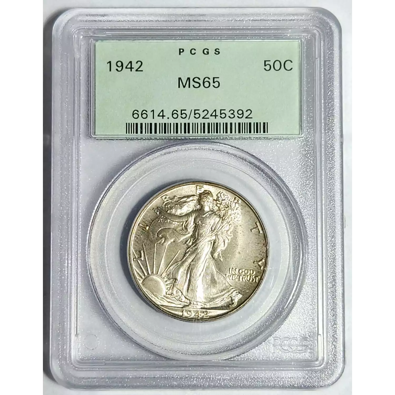 1942 Walking Liberty Half Dollar PCGS MS-65 - OLD GREEN HOLDER - OGH ...