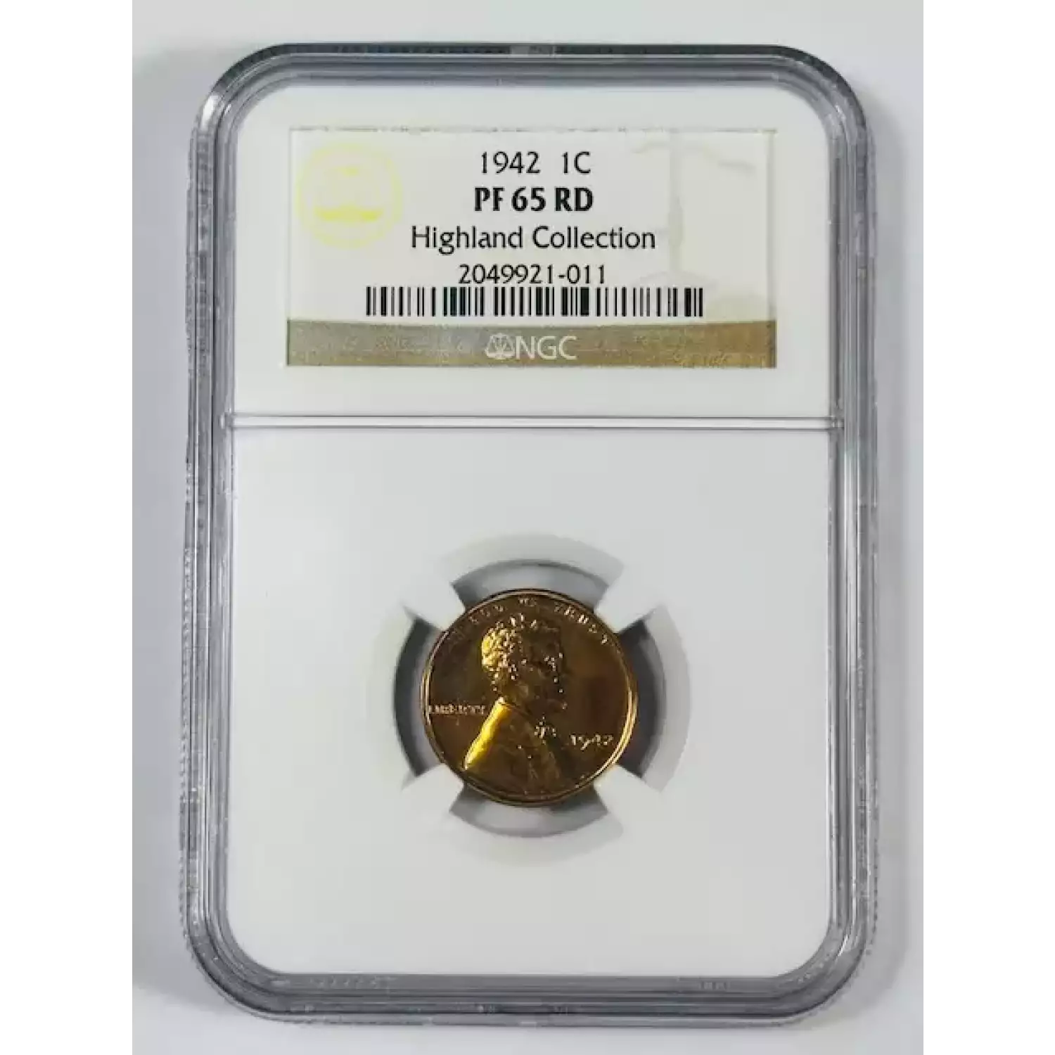 1942 Small Cents Lincoln, Wheat Ears Reverse NGC PF-65 RD Highland ...