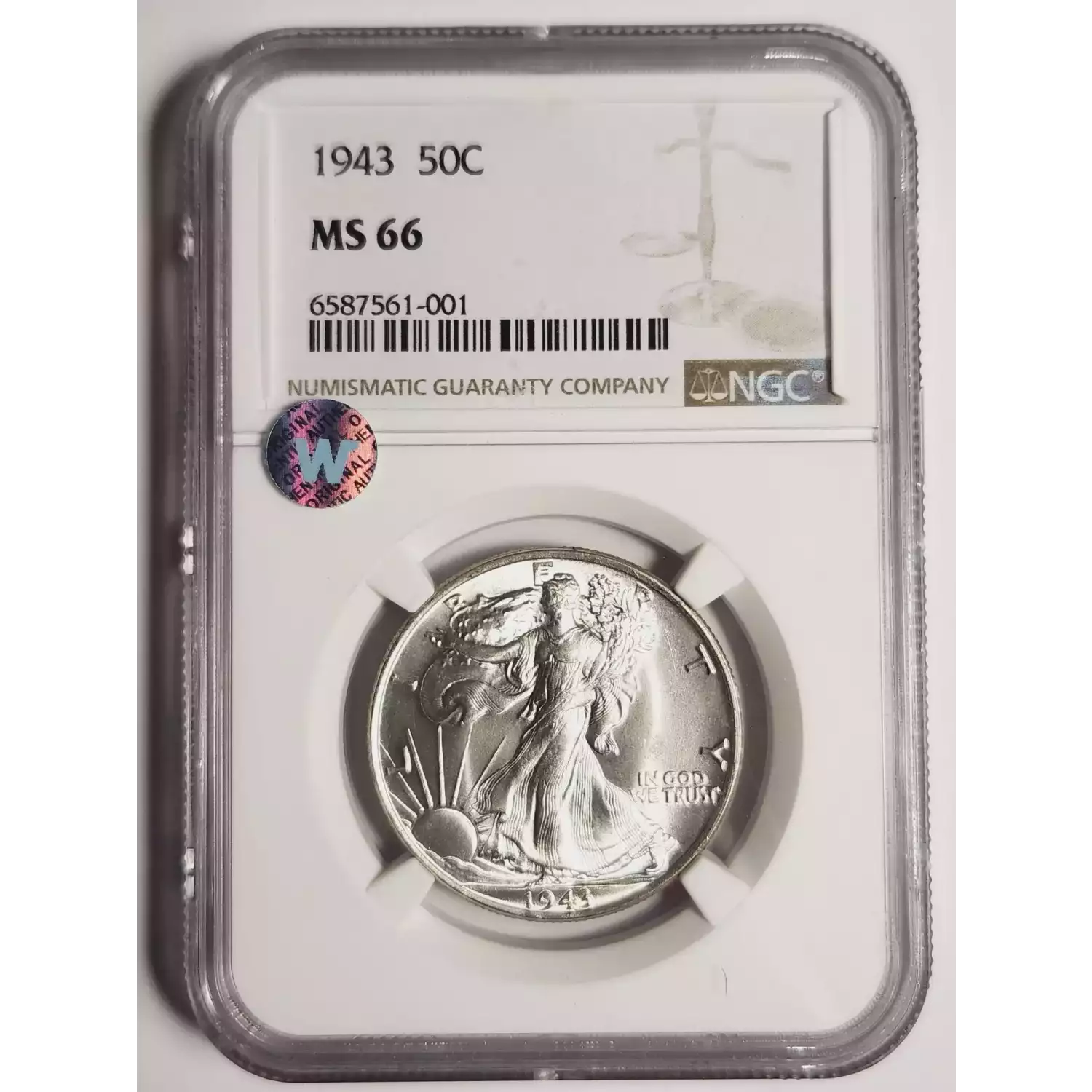1943 Walking Liberty Half Dollar NGC MS-66 Sight White - Bob Paul Rare Coins