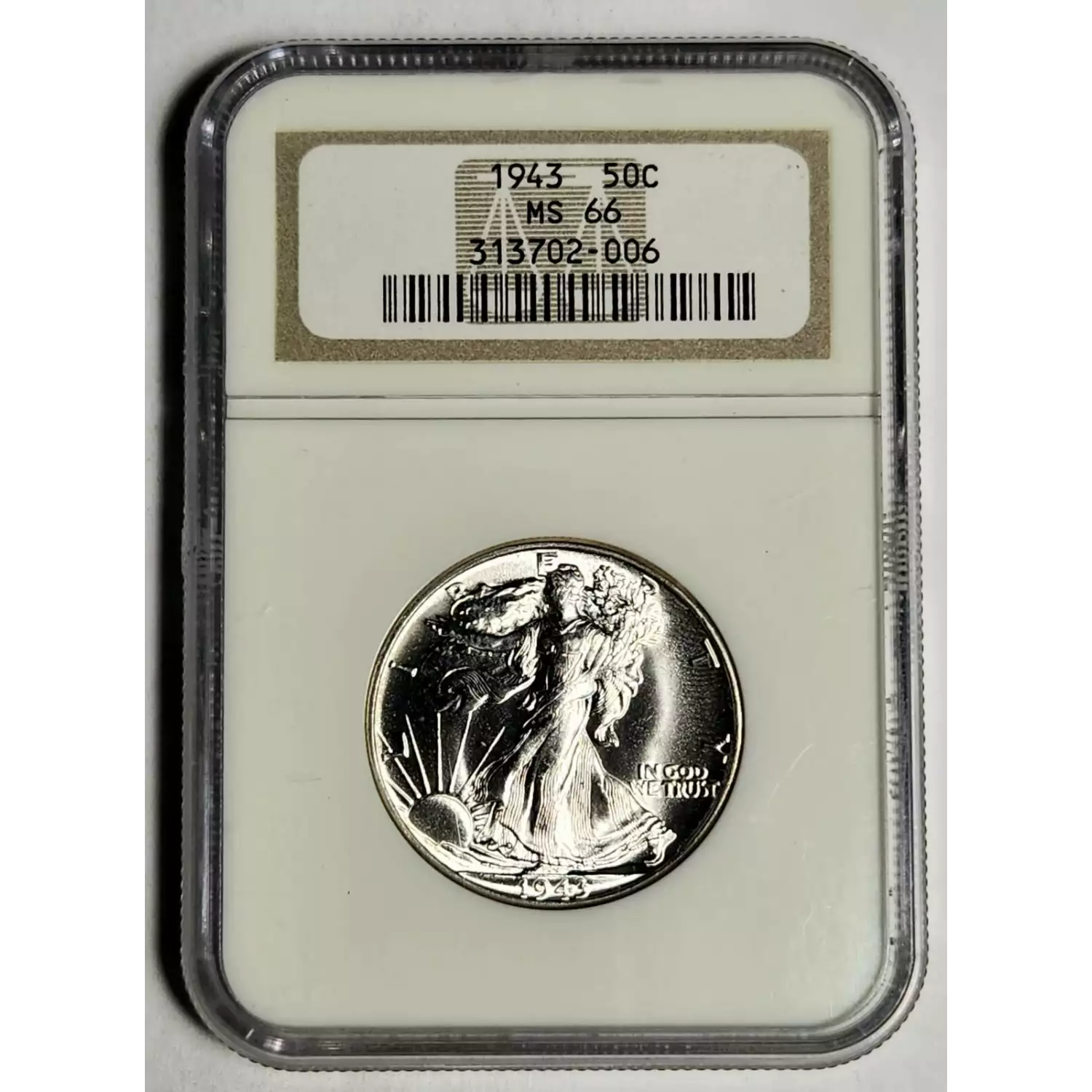 1943 Walking Liberty Half Dollar NGC MS-66 - WHITE - Bob Paul Rare Coins