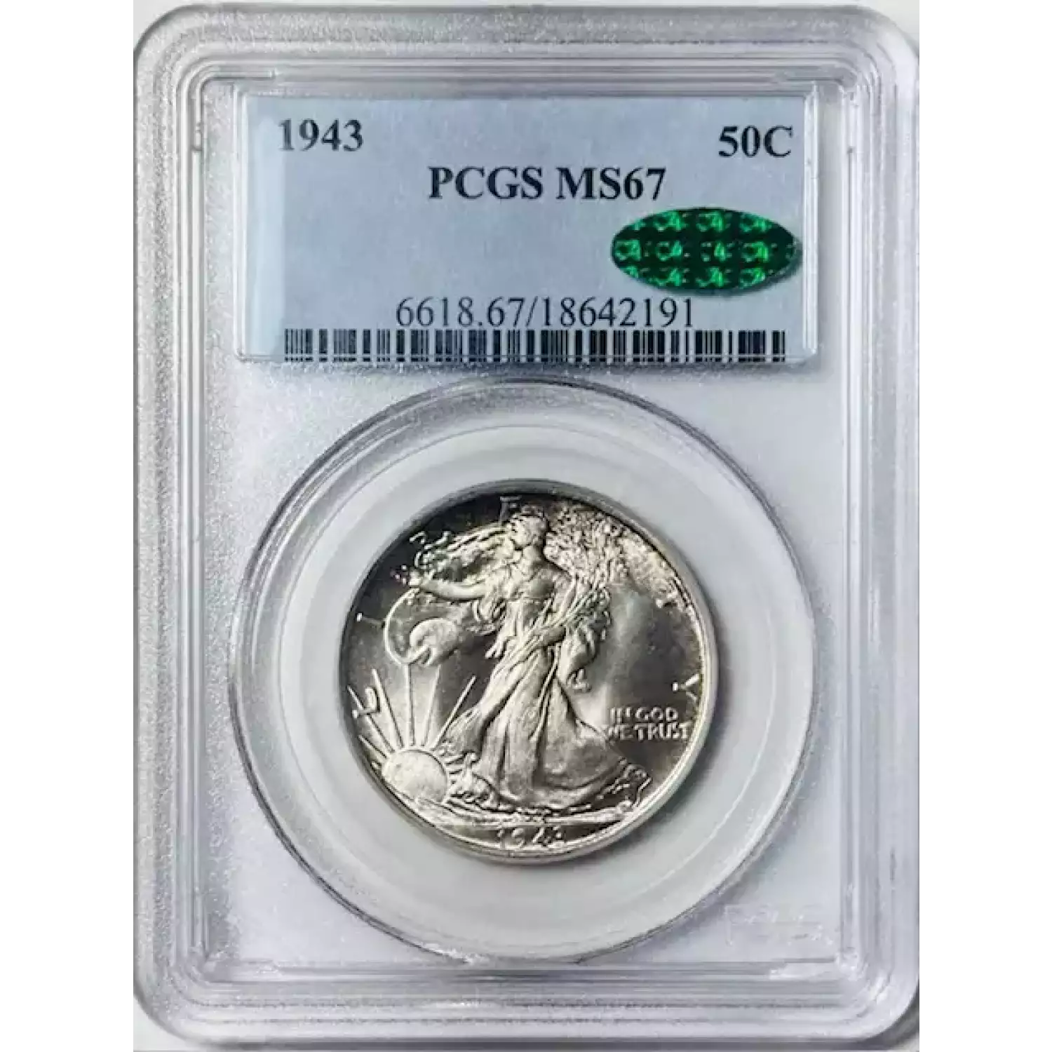 1943 Walking Liberty Half Dollar PCGS MS-67 CAC - Bob Paul Rare Coins