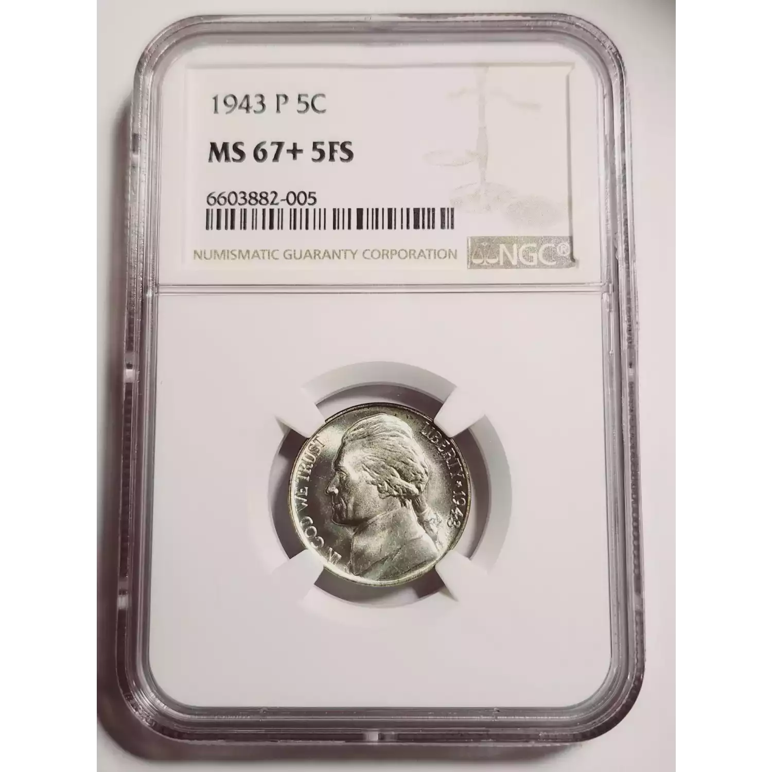 1943 Nickel Jefferson NGC MS-67+ 5FS - Bob Paul Rare Coins