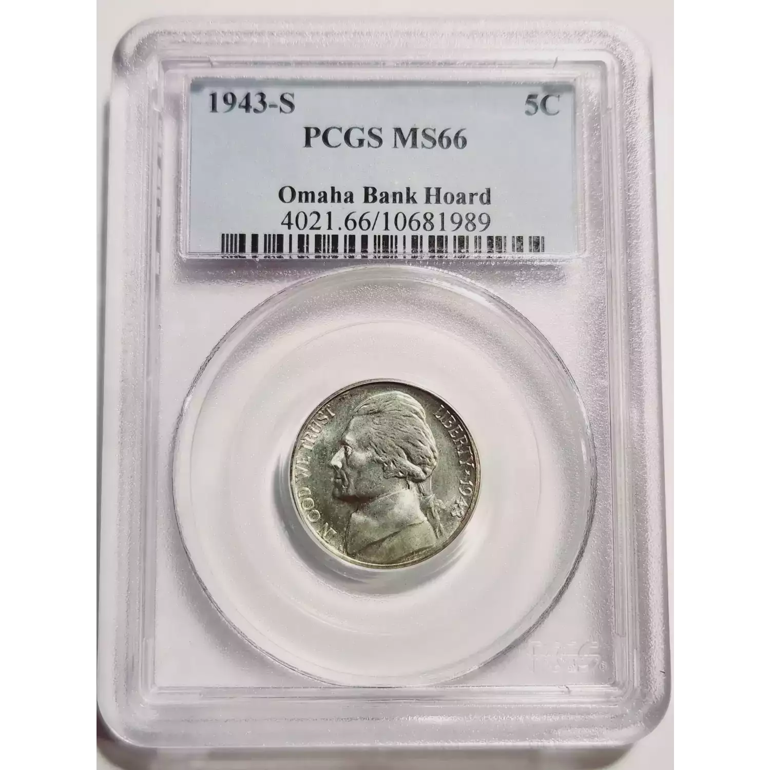 1943-S Nickel Jefferson PCGS MS-66 - OMAHA BANK HOARD - Bob Paul Rare Coins