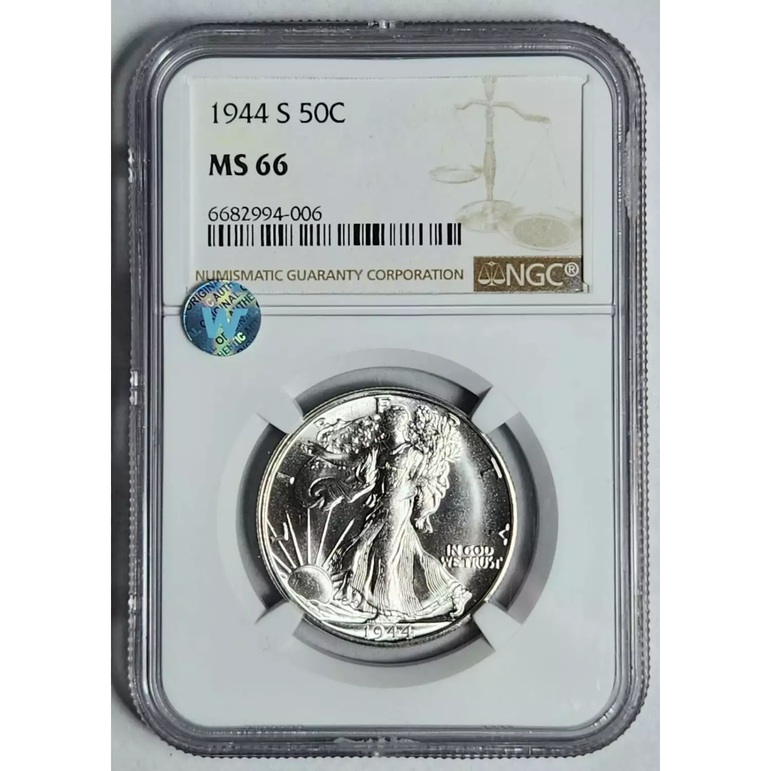 1944-S Walking Liberty Half Dollar NGC MS-66 Sight White - Bob Paul ...