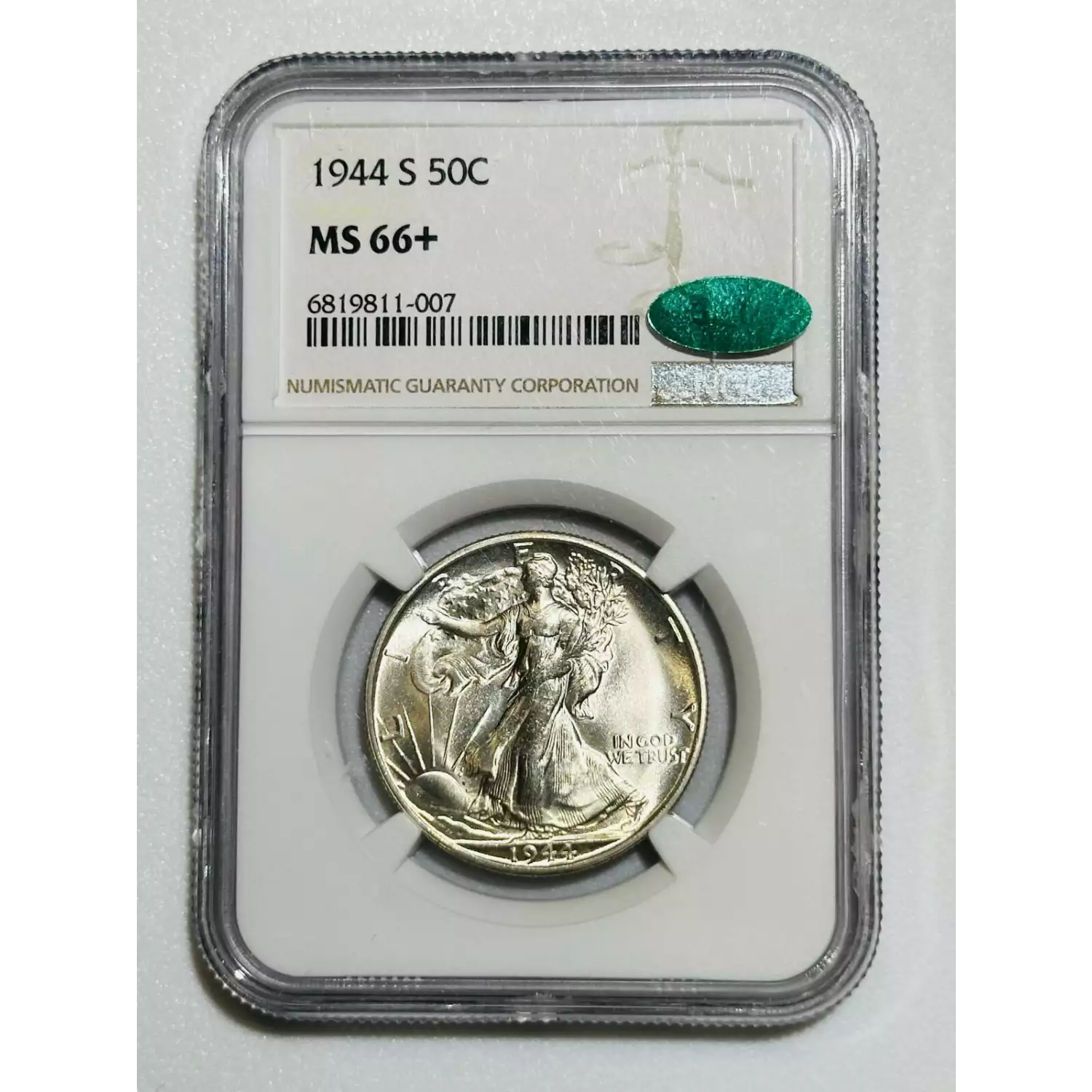 1944-S Walking Liberty Half Dollar NGC MS-66+ CAC - Bob Paul Rare Coins
