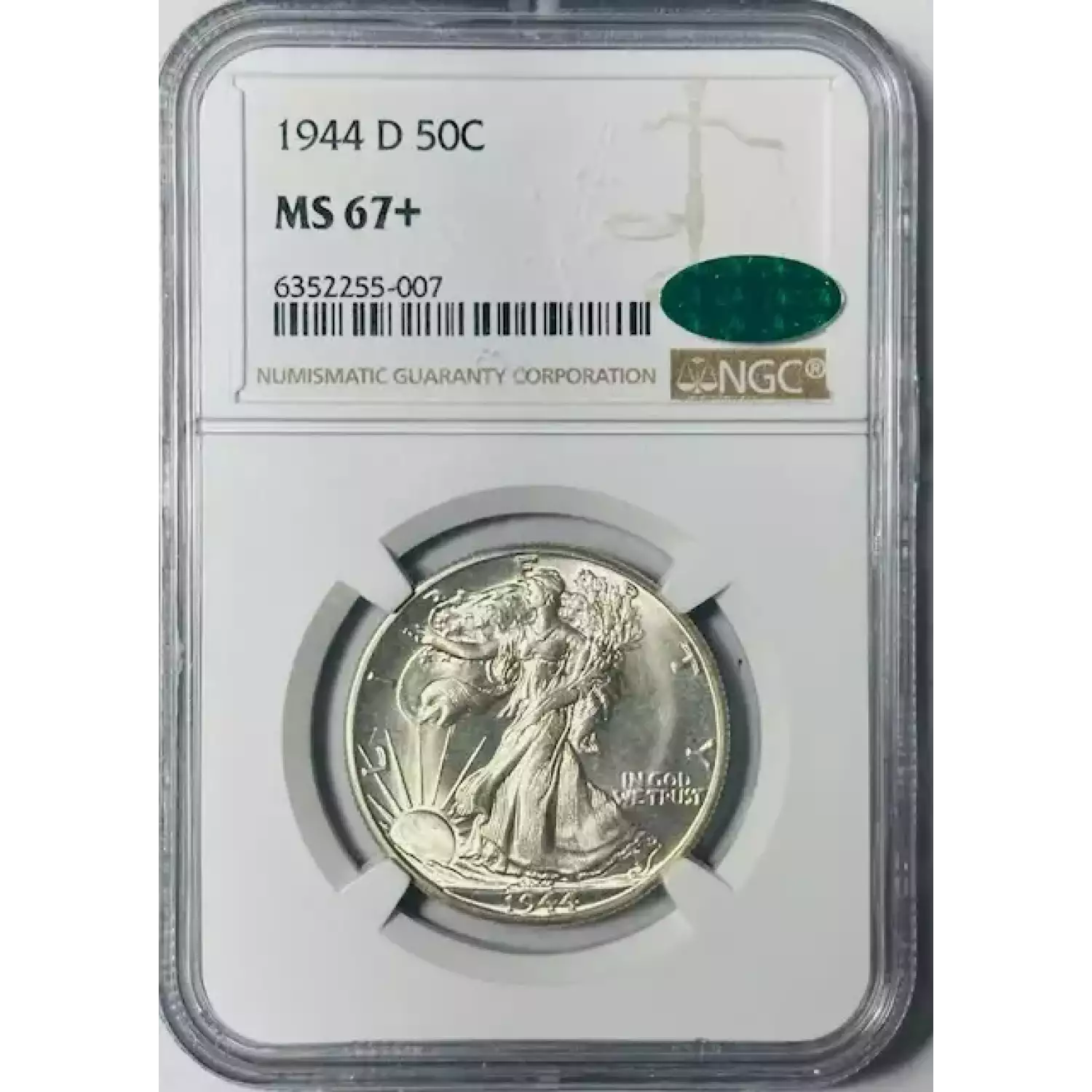 1944-D Walking Liberty Half Dollar NGC MS-67+ Very Pretty! CAC - Bob Paul Rare Coins