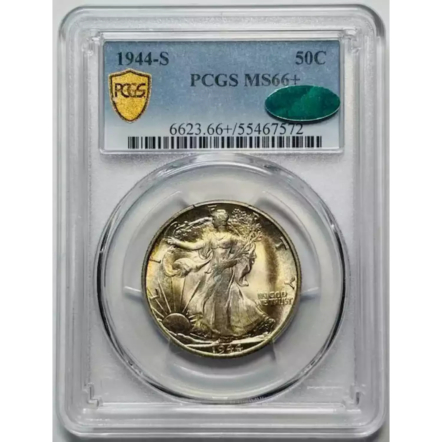 1944-S Walking Liberty Half Dollar PCGS MS-66+ Pretty! CAC - Bob Paul ...