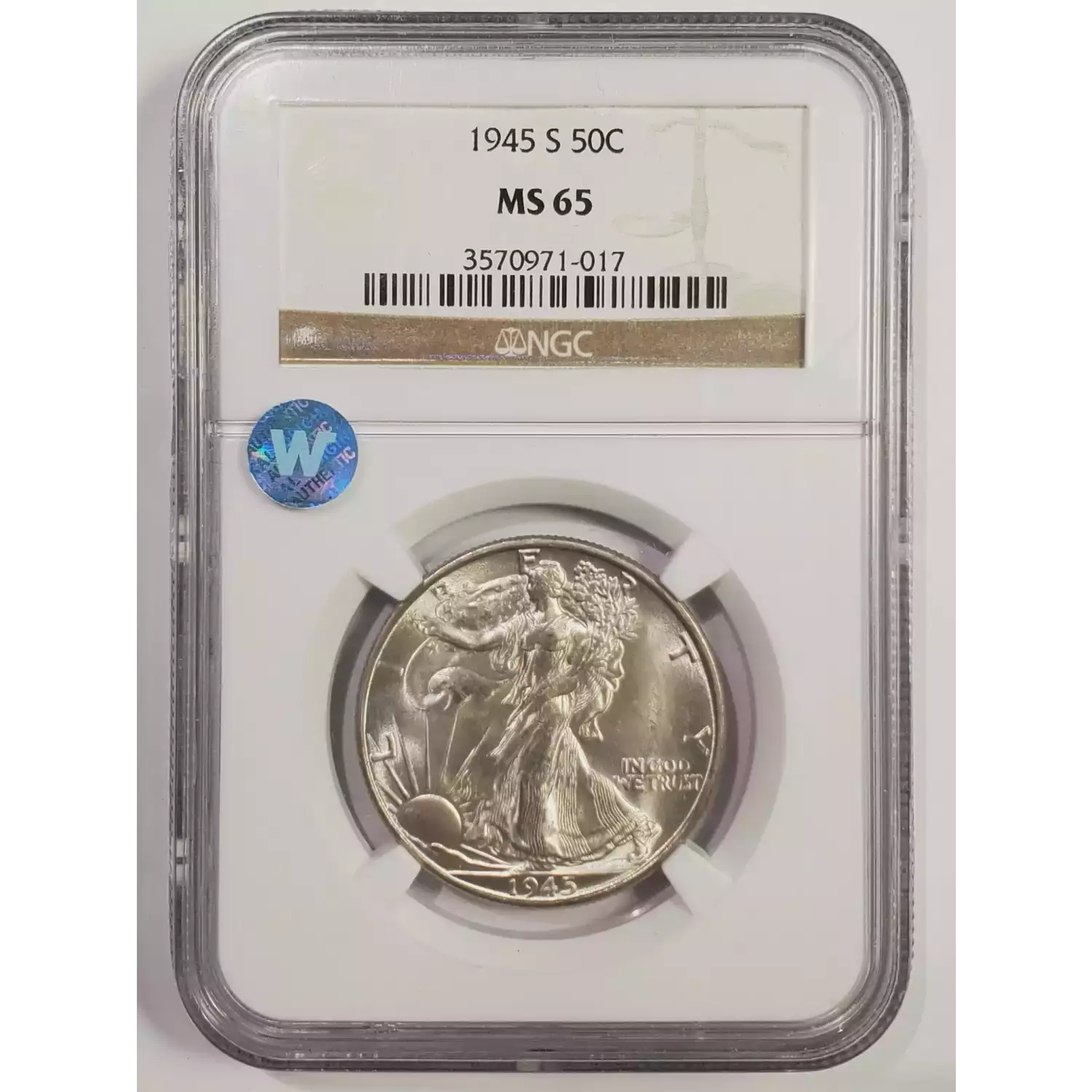 1945-S Walking Liberty Half Dollar NGC MS-65 Sight White - Bob Paul Rare Coins