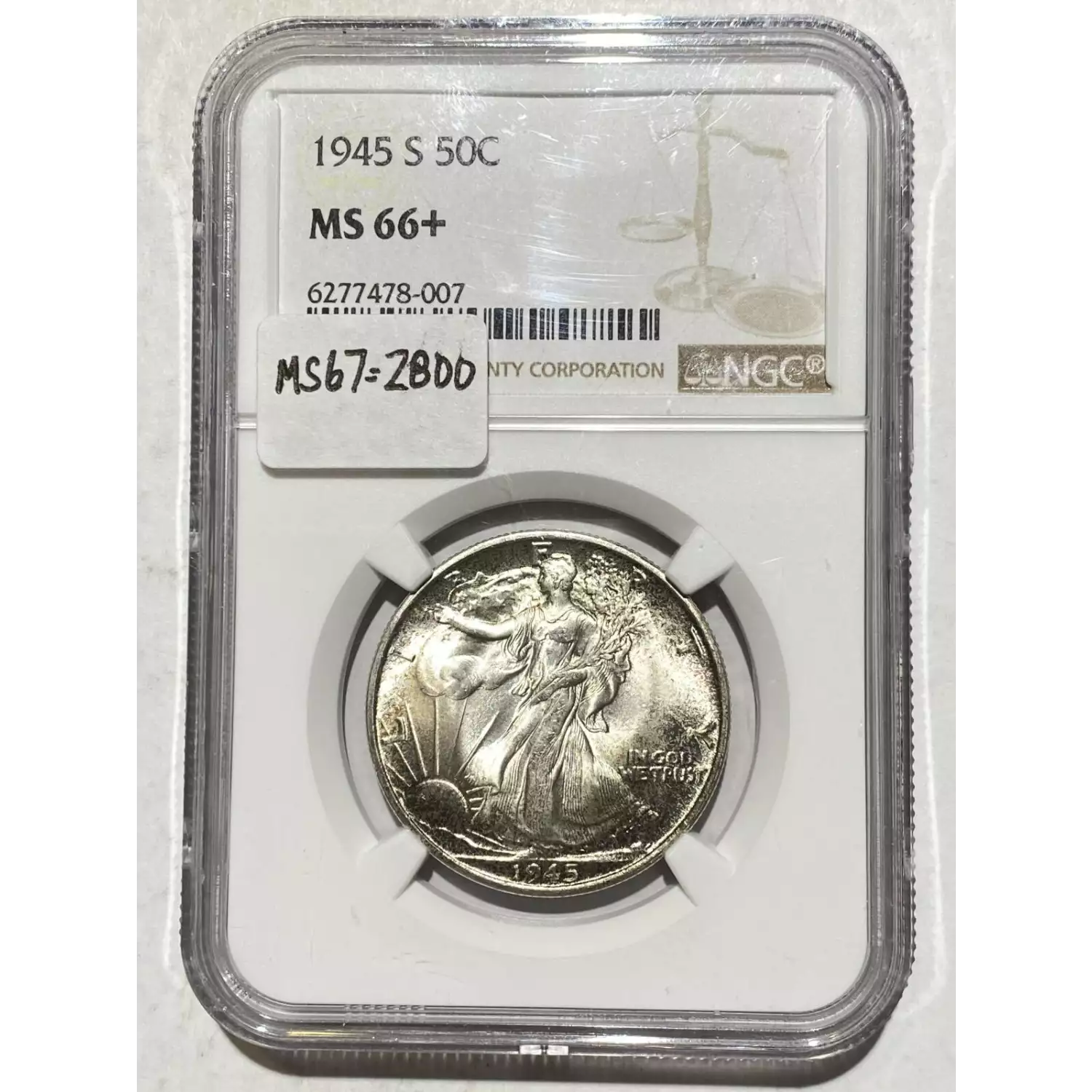 1945-S Walking Liberty Half Dollar NGC MS-66+ - Bob Paul Rare Coins