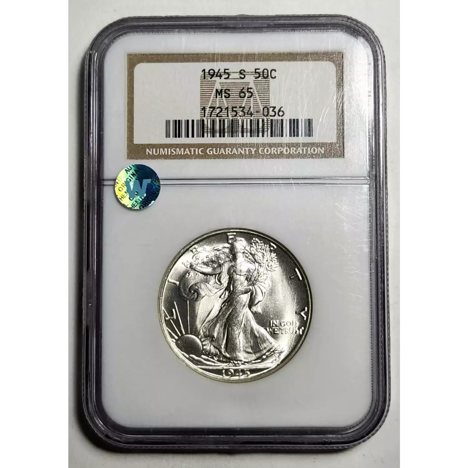 1945-S Walking Liberty Half Dollar NGC MS-65 Sight White - Bob Paul Rare Coins