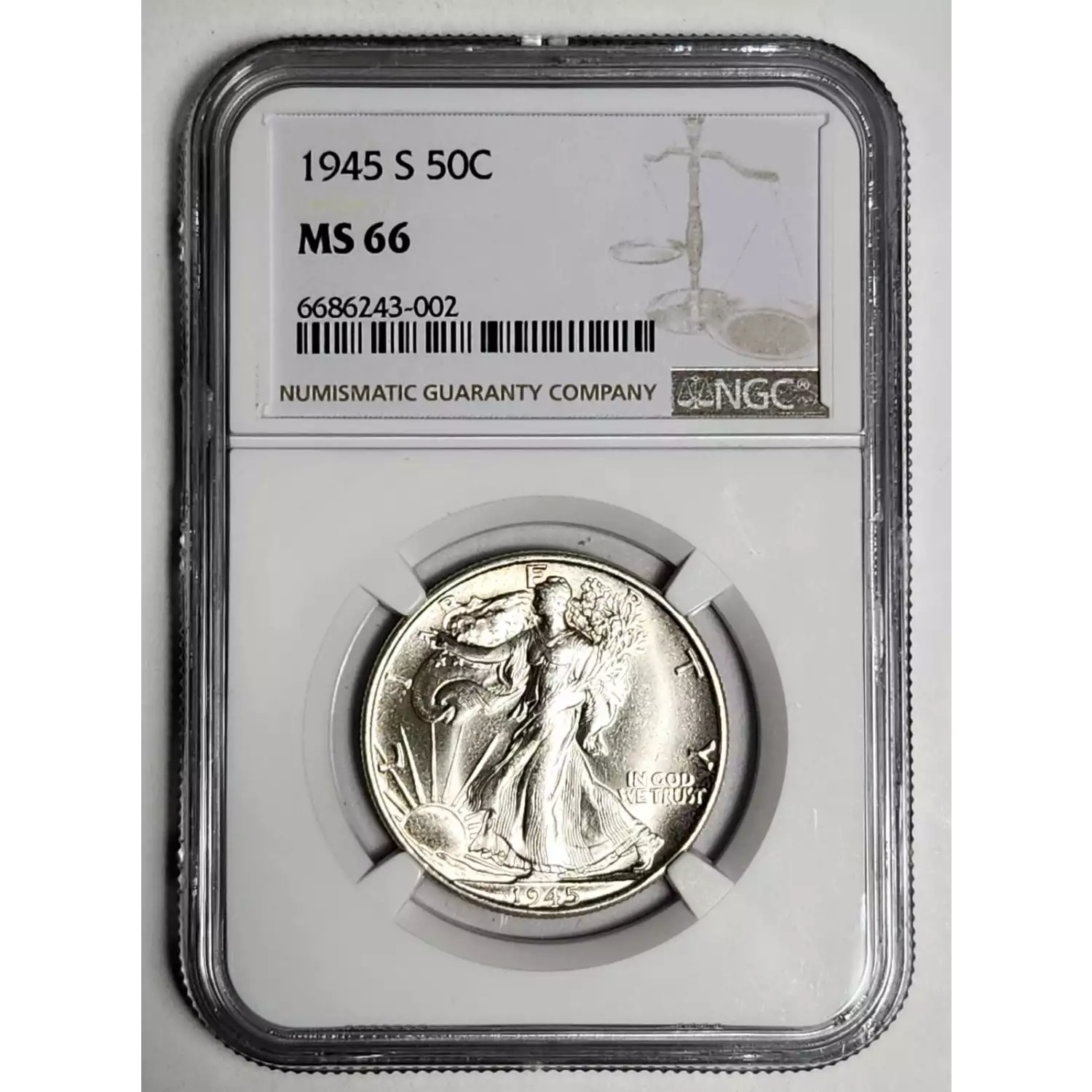 1945-S Walking Liberty Half Dollar NGC MS-66 - Bob Paul Rare Coins
