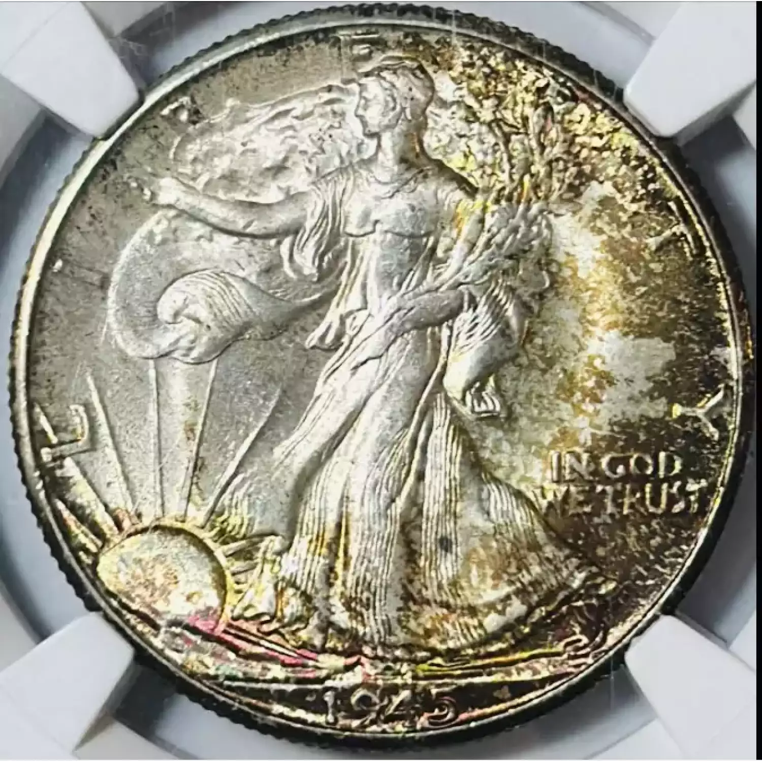 1945-D Walking Liberty Half Dollar NGC MS-67+ PQ Great toning!! - Bob Paul Rare Coins