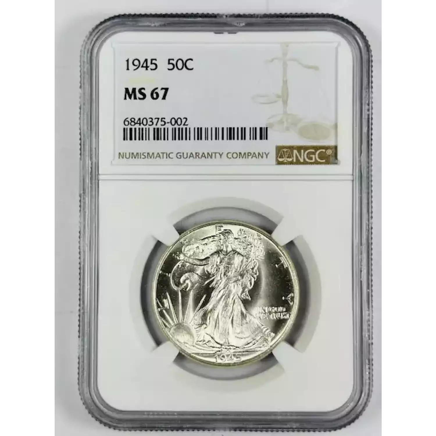 1945 Walking Liberty Half Dollar NGC MS-67 White! - Bob Paul Rare Coins