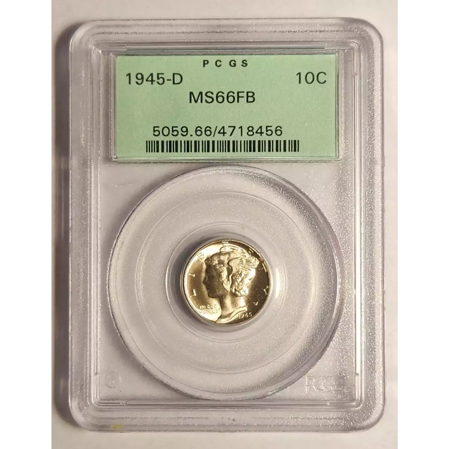 1945-D Mercury Dime PCGS MS-66 FB - OLD GREEN HOLDER - OGH - Bob Paul Rare Coins
