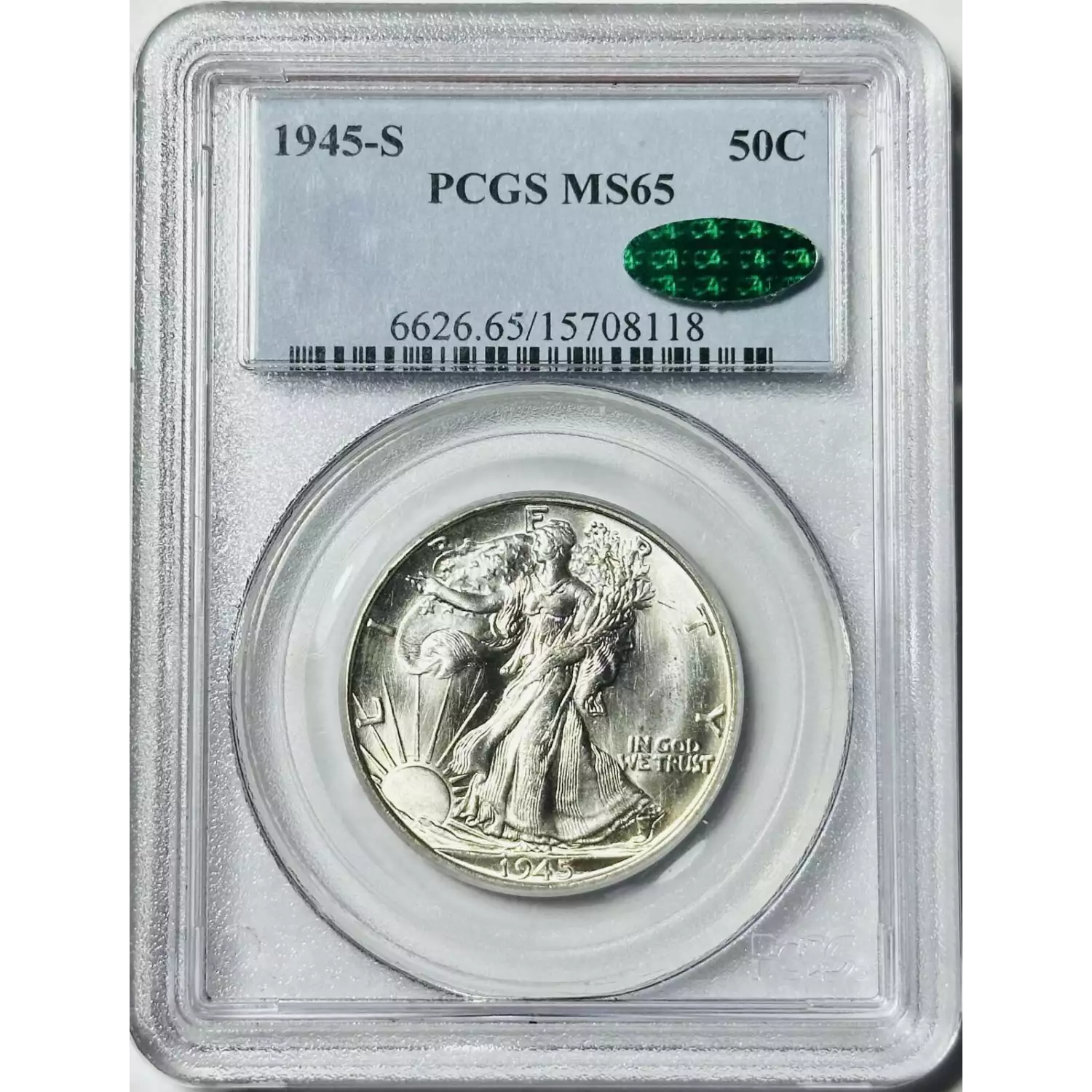 1945-S Walking Liberty Half Dollar PCGS MS-65 CAC - Bob Paul Rare Coins