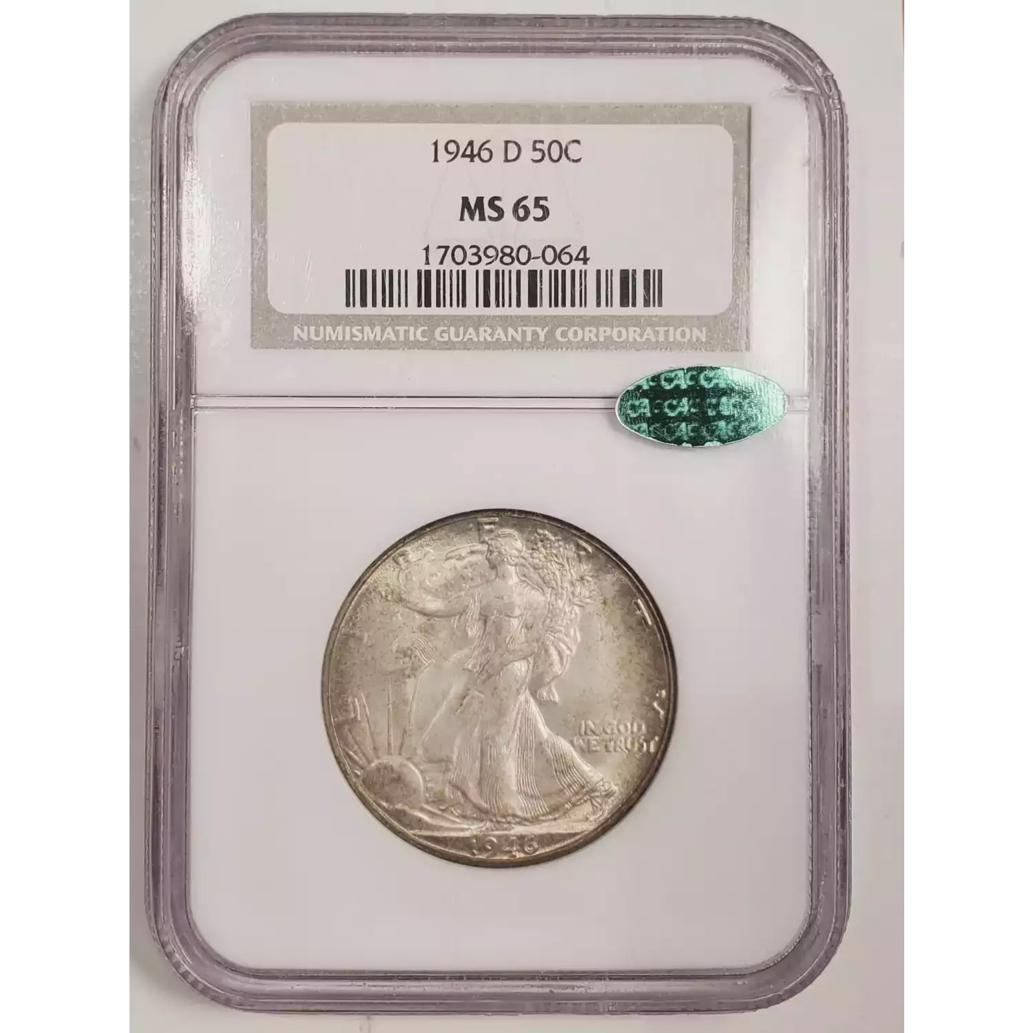 1946-D Walking Liberty Half Dollar NGC MS-65 CAC - Bob Paul Rare Coins