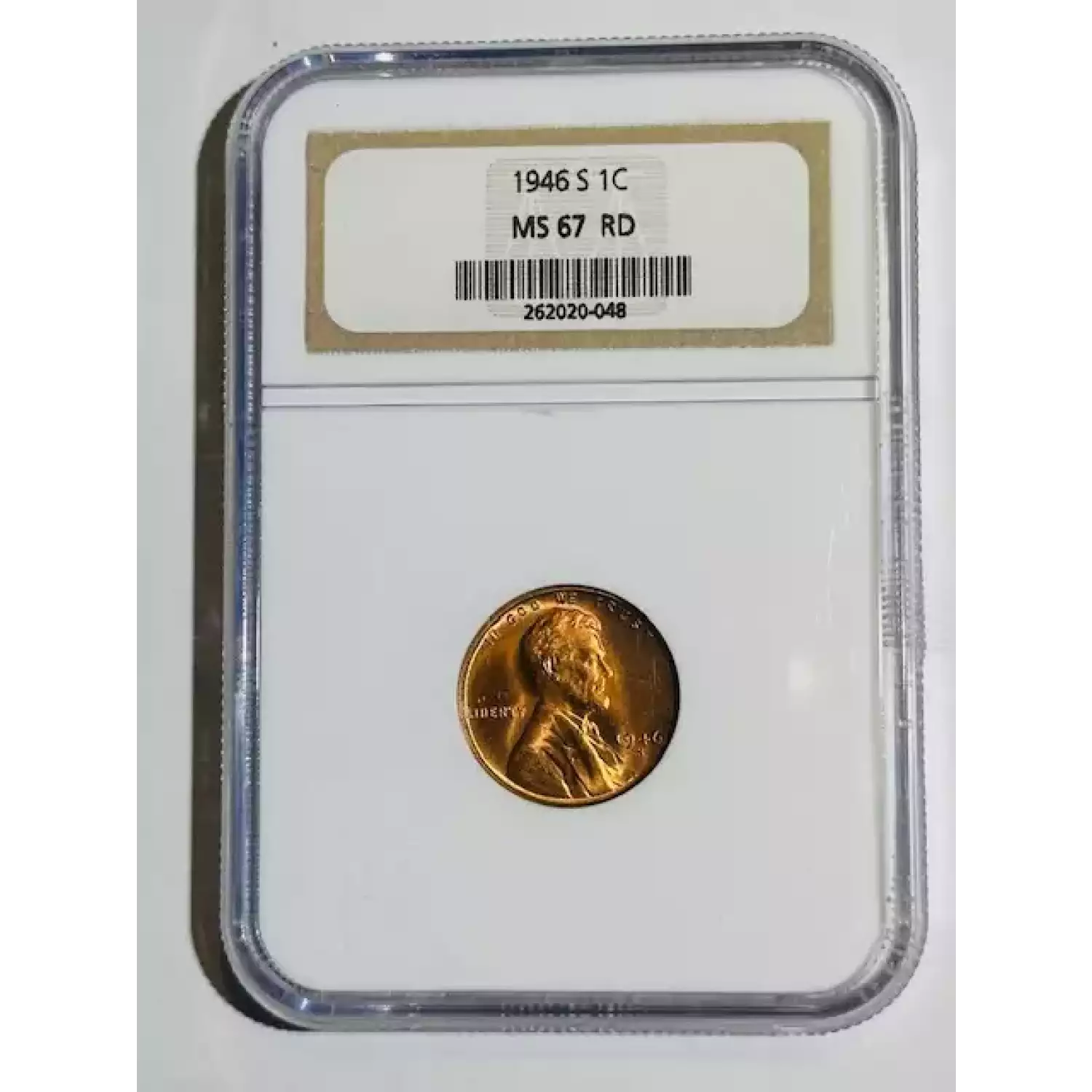 1946-S Small Cents Lincoln, Wheat Ears Reverse NGC MS-67 RD Great Luster! - Bob Paul Rare Coins