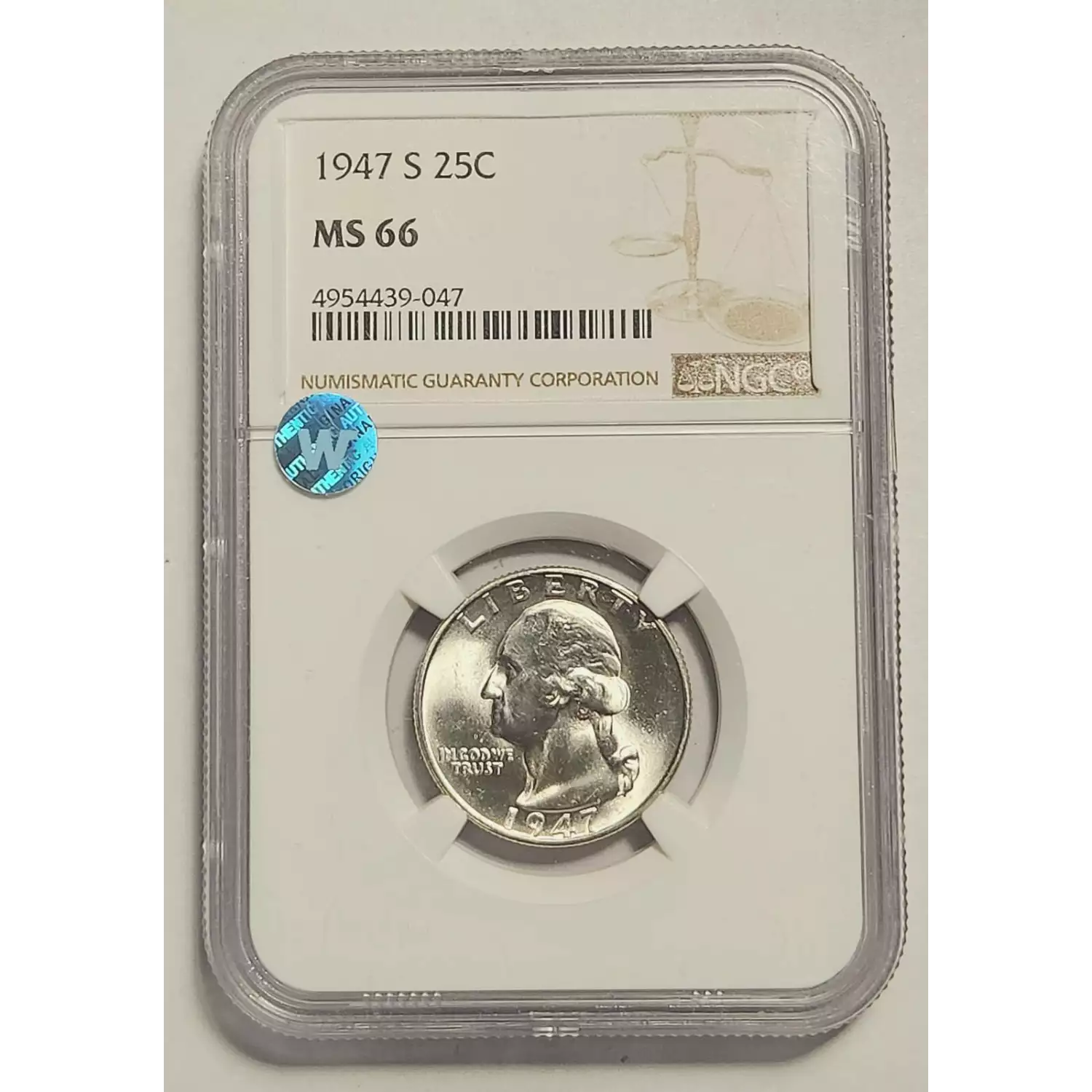 1947-S Washington Quarter NGC MS-66 Sight White - Bob Paul Rare Coins