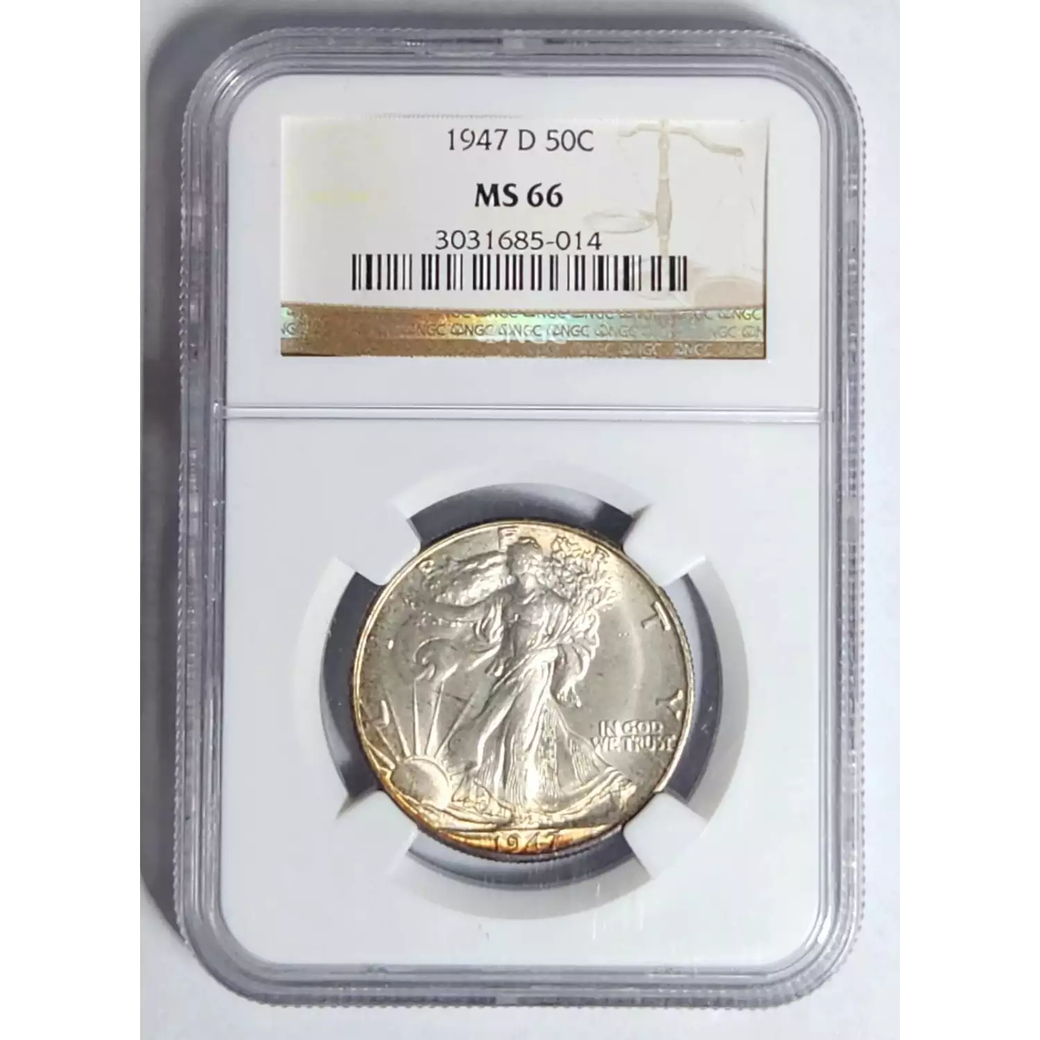 1947-D Walking Liberty Half Dollar NGC MS-66 - ORIGINAL COLORS - Bob Paul Rare Coins