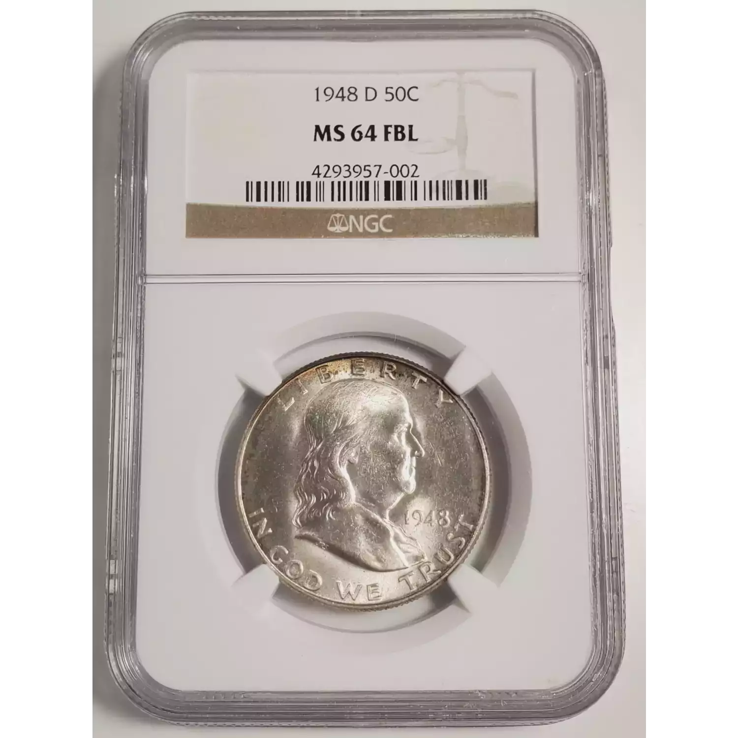 1948-D Franklin Half Dollar NGC MS-64 FBL - Bob Paul Rare Coins