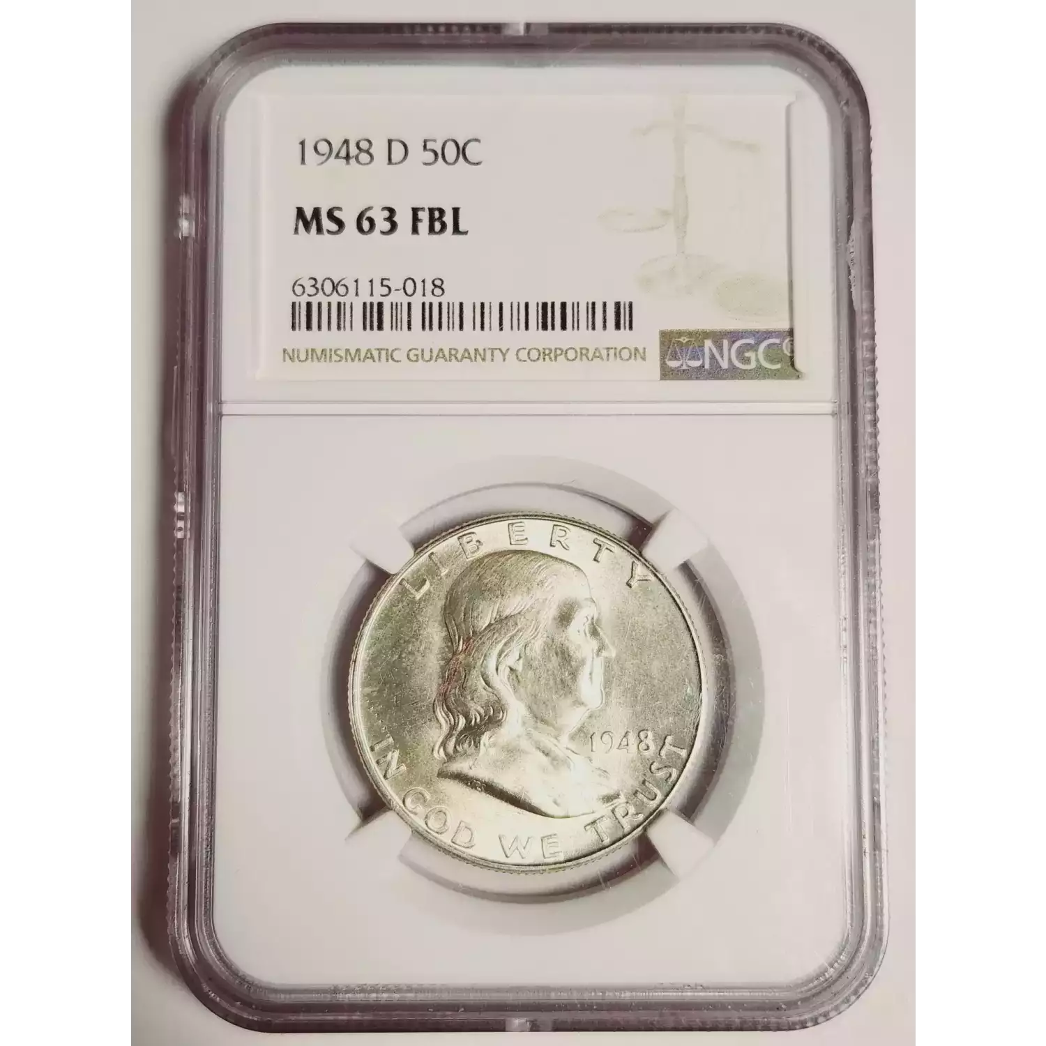 1948-D Franklin Half Dollar NGC MS-63 FBL - Bob Paul Rare Coins