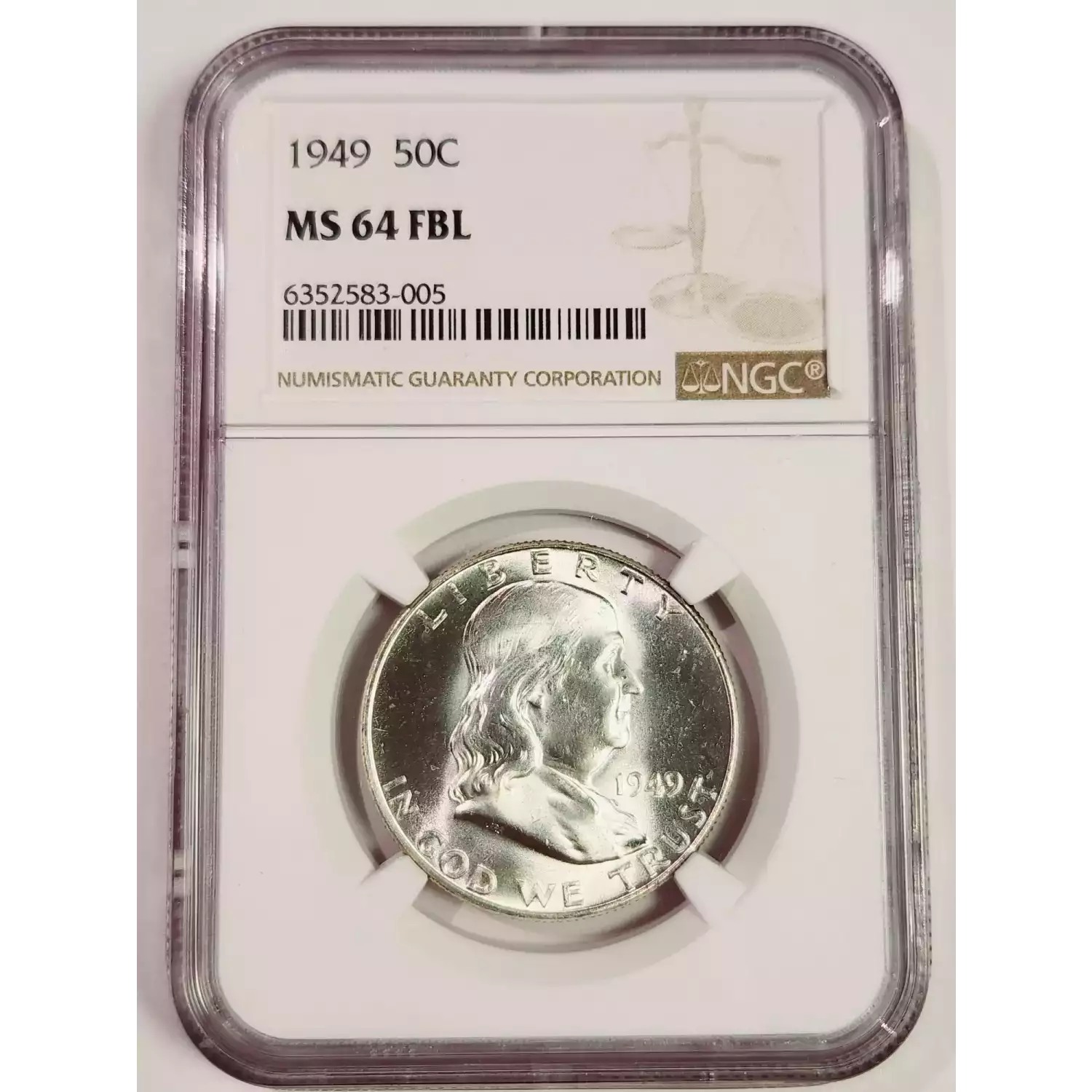 1949 Franklin Half Dollar NGC MS-64 FBL - WHITE - Bob Paul Rare Coins