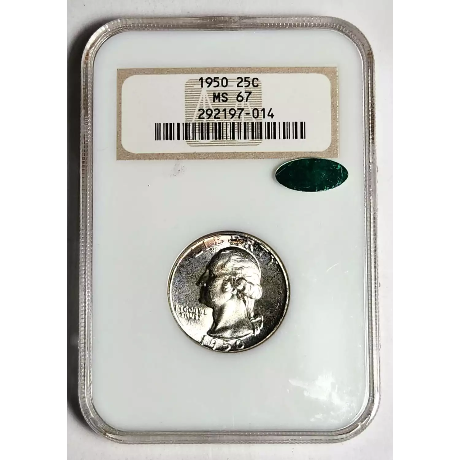 1950 Washington Quarter NGC MS-67 CAC - Bob Paul Rare Coins