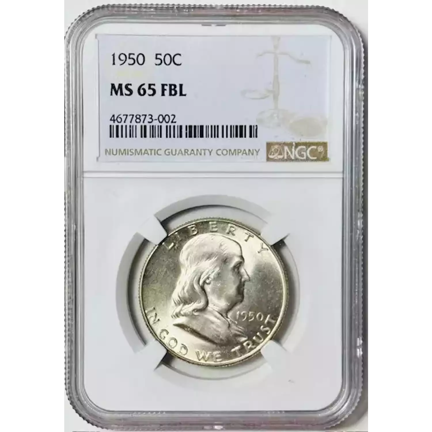 1950 Franklin Half Dollar NGC MS-65 FBL White Coin! - Bob Paul Rare Coins