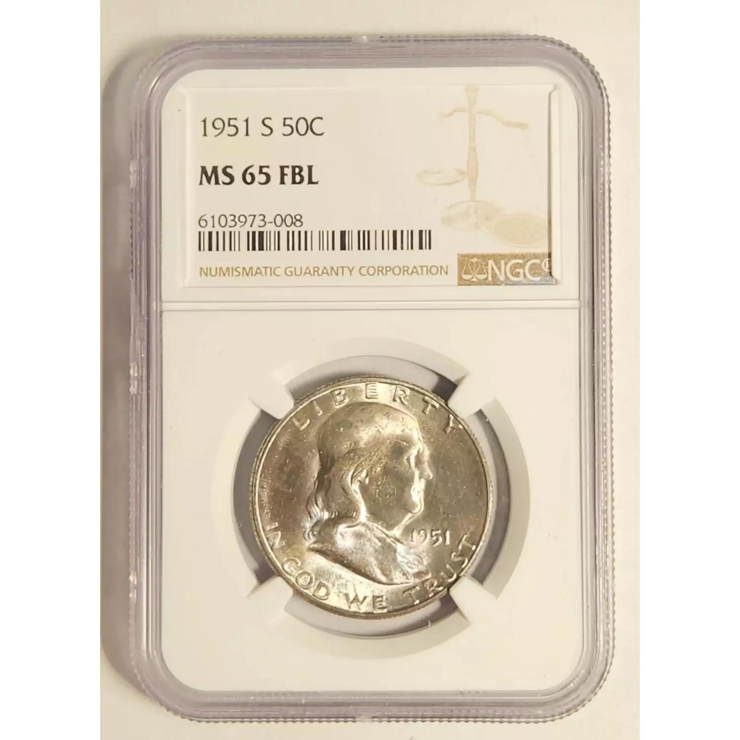 1951-S Franklin Half Dollar NGC MS-65 FBL - Bob Paul Rare Coins