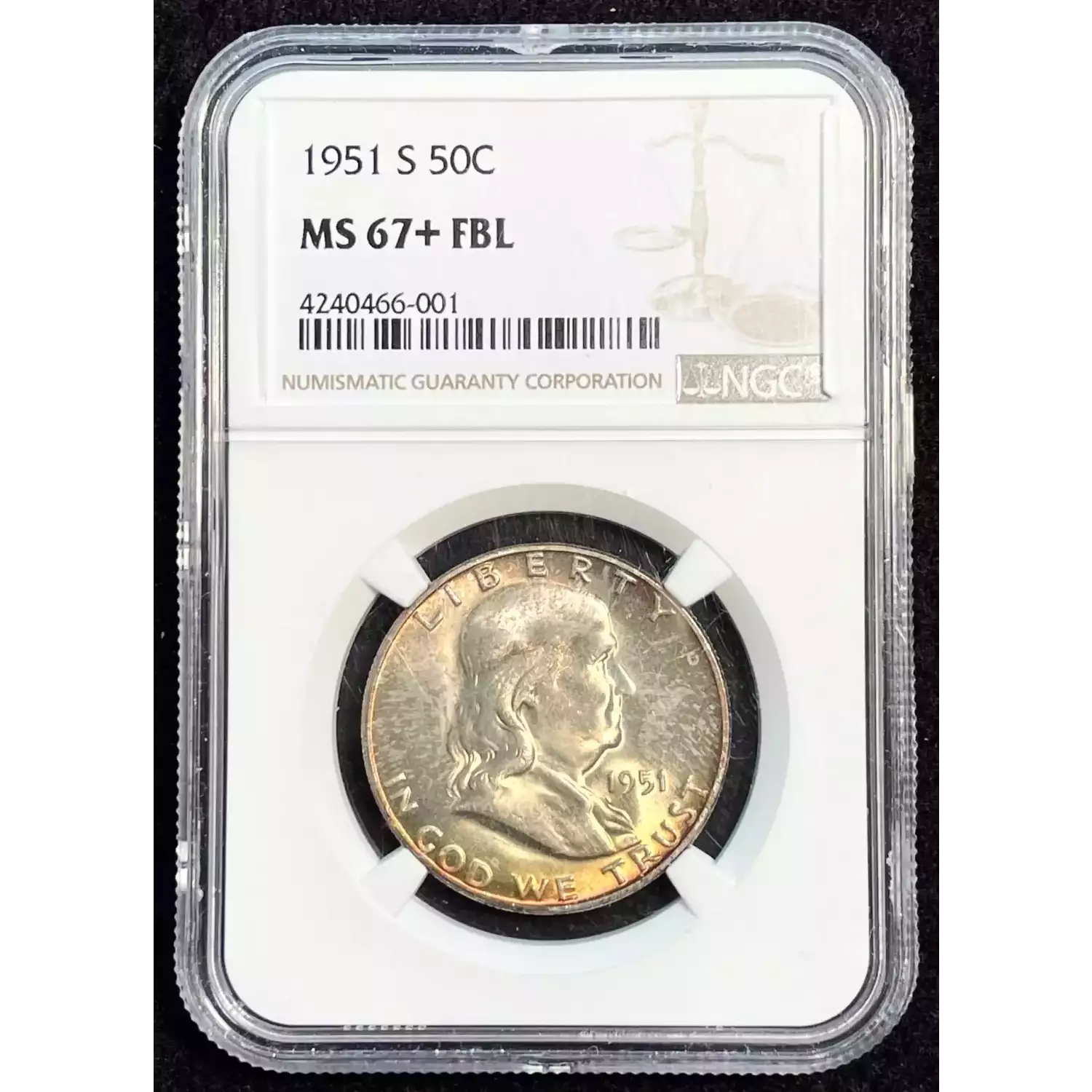 1951-S Franklin Half Dollar NGC MS-67+ FBL - Bob Paul Rare Coins
