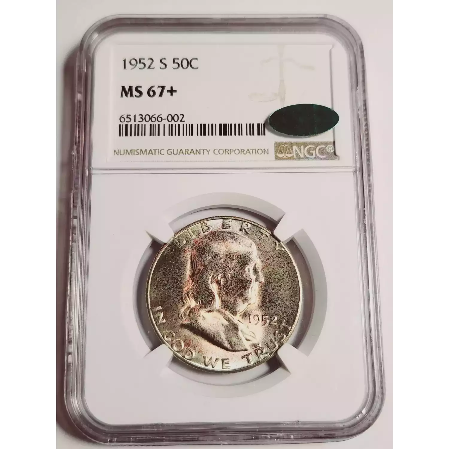 1952-S Franklin Half Dollar NGC MS-67+ CAC - Bob Paul Rare Coins