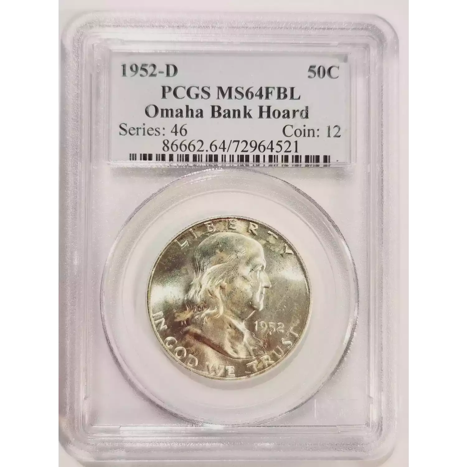 1952-D Franklin Half Dollar PCGS MS-64 FBL Omaha Bank Hoard - Bob Paul ...