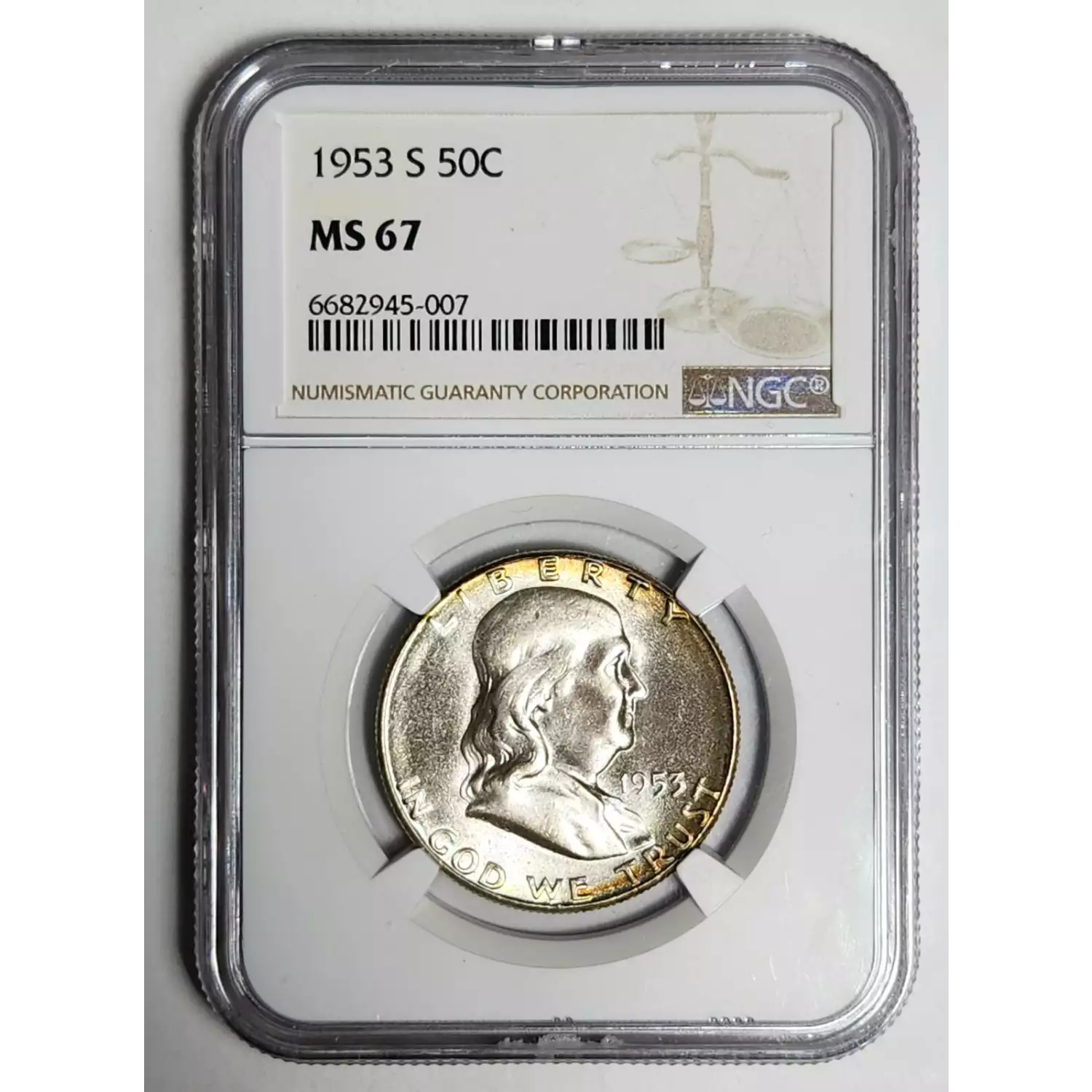 1953-S Franklin Half Dollar NGC MS-67 - VERY ORIGINAL! - Bob Paul Rare ...