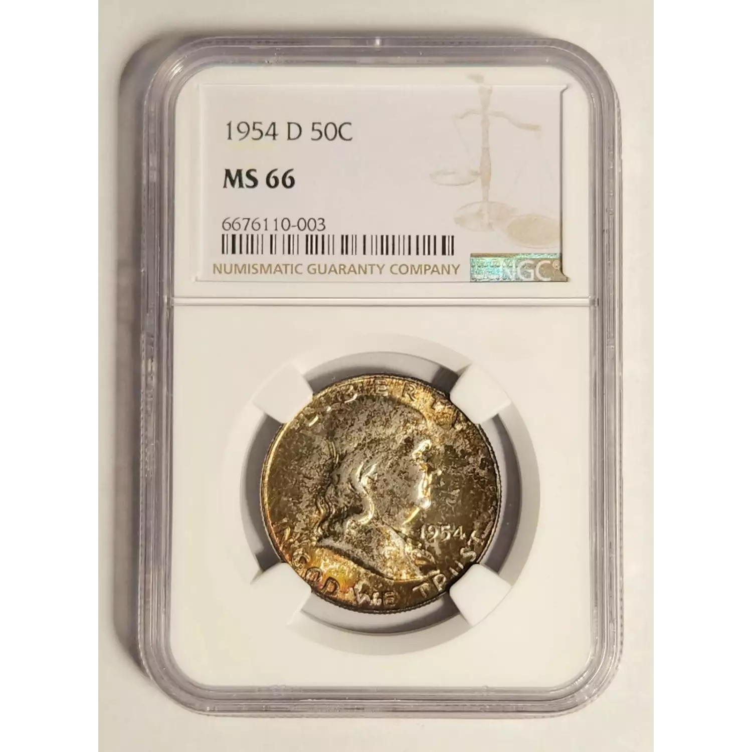 1954-D Franklin Half Dollar NGC MS-66 - A LOT OF BELL LINES! - Bob Paul ...