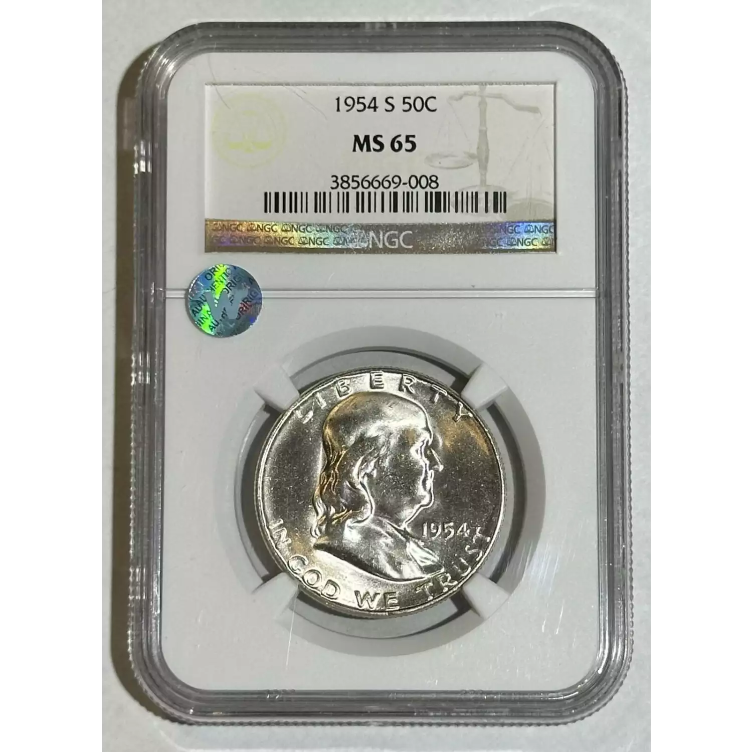 1954-S Franklin Half Dollar NGC MS-65 Sight White - Bob Paul Rare Coins