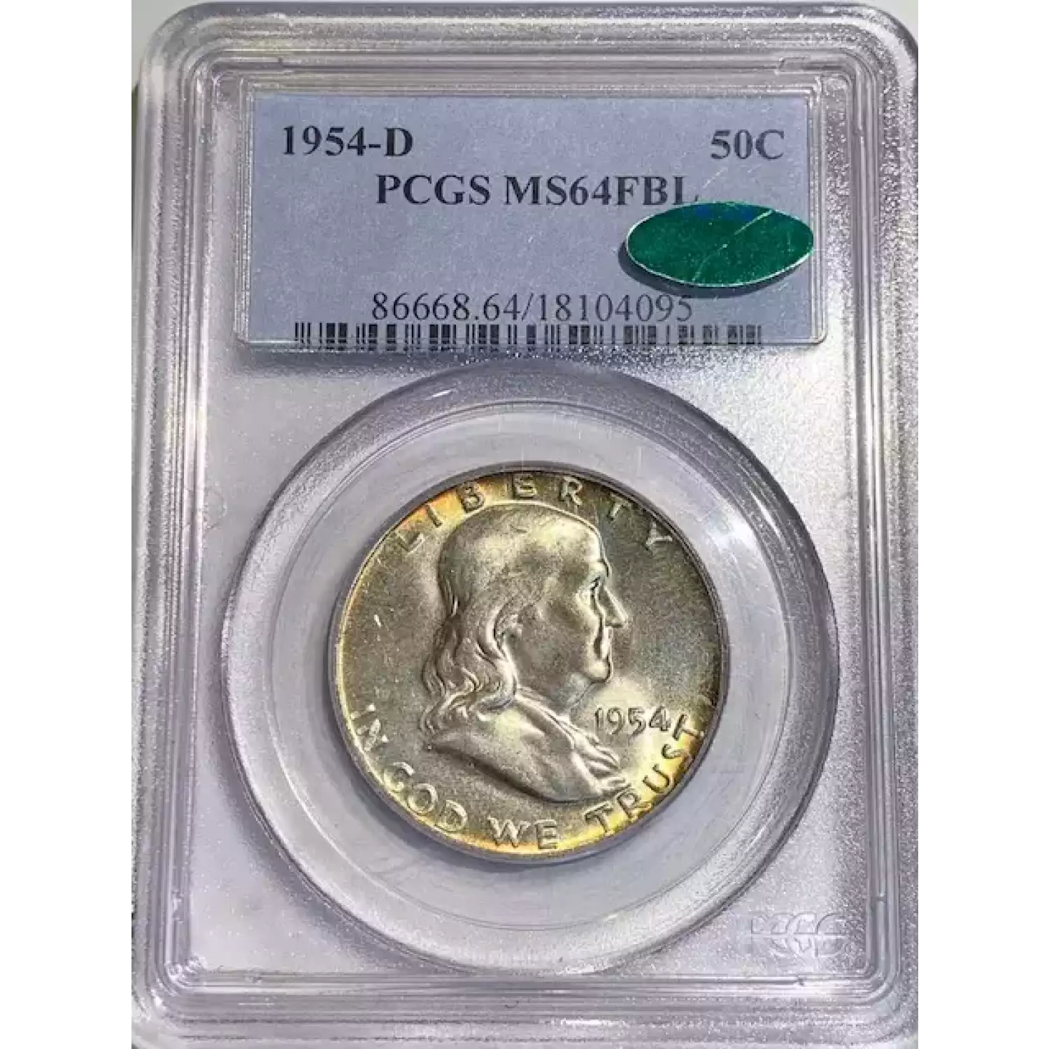 1954-D Franklin Half Dollar PCGS MS-64 FBL CAC - Bob Paul Rare Coins