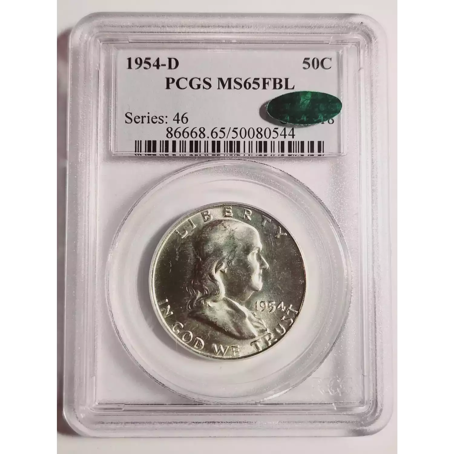 1954-D Franklin Half Dollar PCGS MS-65 FBL - WHITE CAC - Bob Paul Rare ...