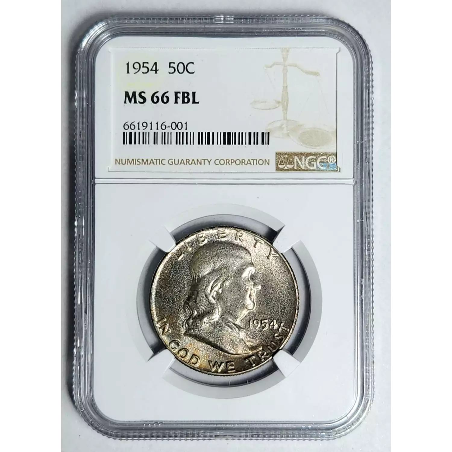 1954 Franklin Half Dollar NGC MS-66 FBL - ORIGINAL! - Bob Paul Rare Coins
