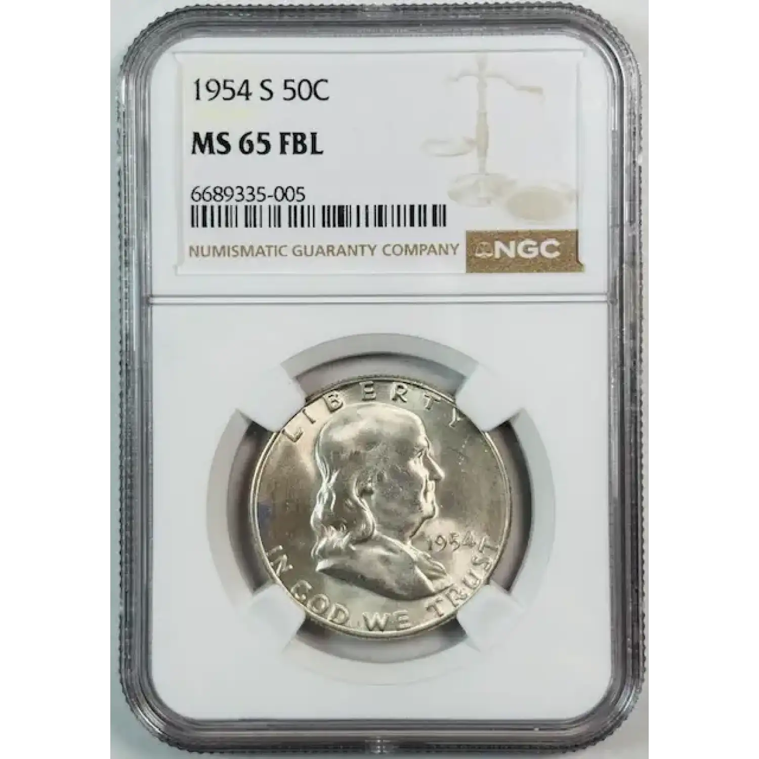 1954-S Franklin Half Dollar NGC MS-65 FBL - Bob Paul Rare Coins