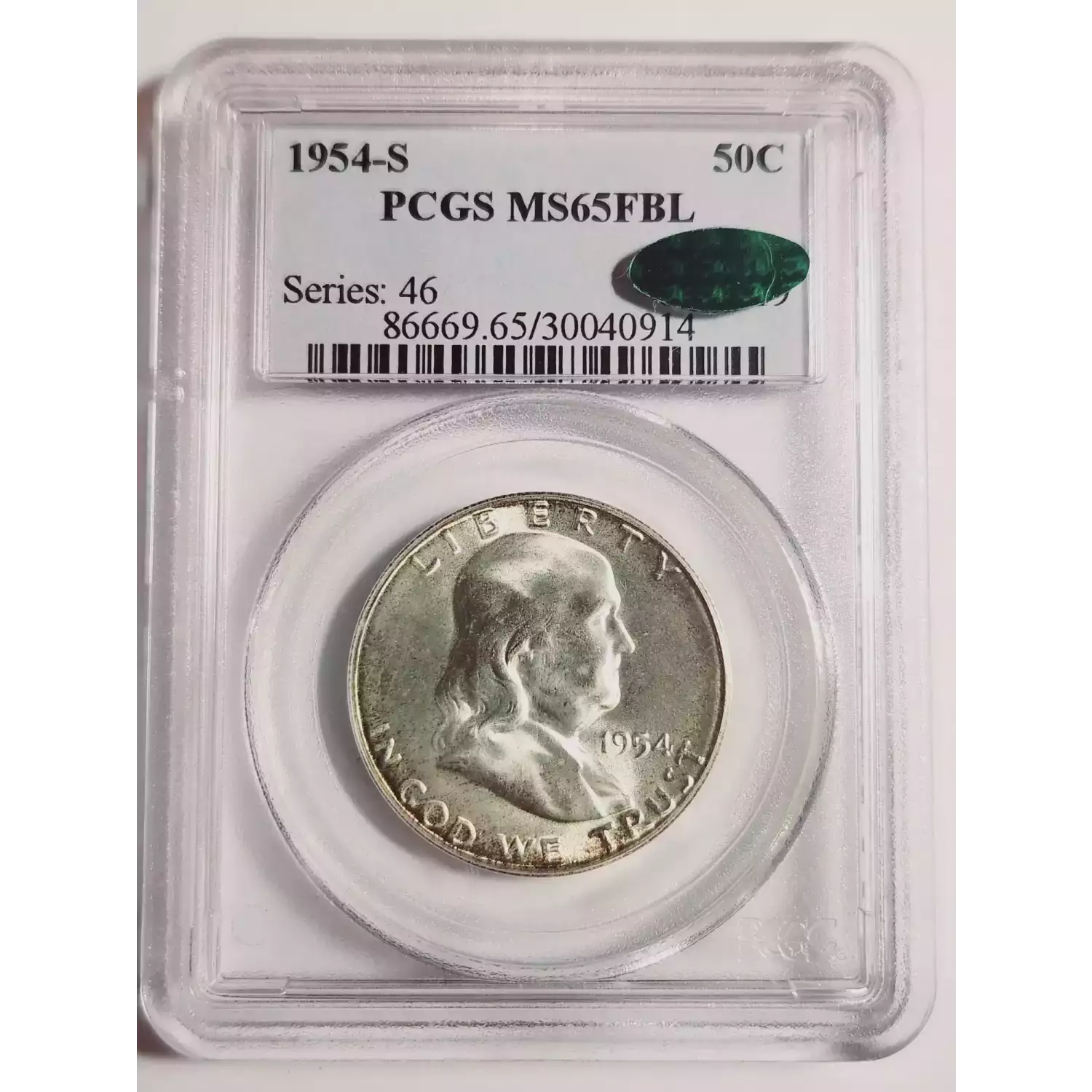 1954-S Franklin Half Dollar PCGS MS-65 FBL - VERY PRETTY CAC - Bob Paul ...