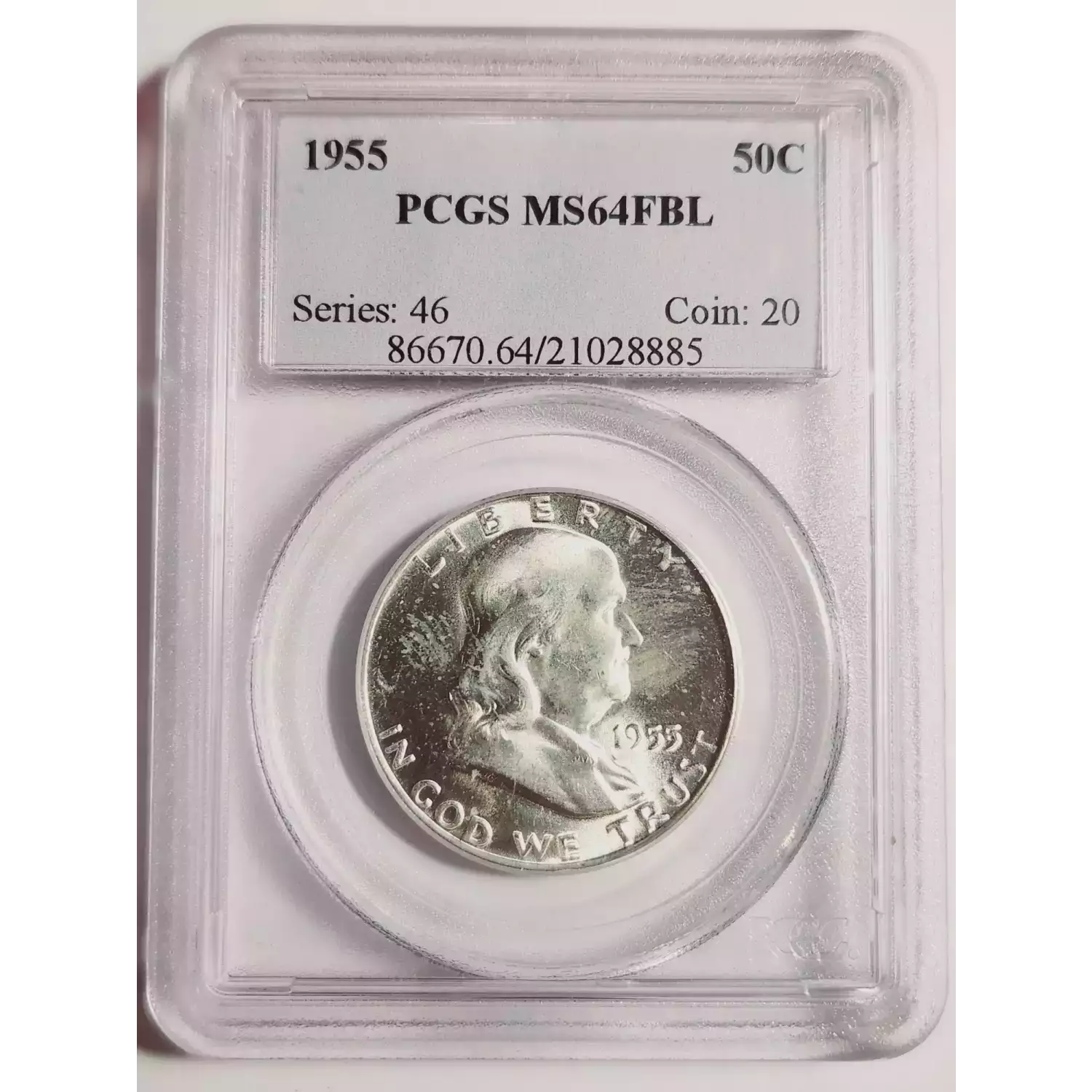 1955 Franklin Half Dollar PCGS MS-64 FBL - Bob Paul Rare Coins