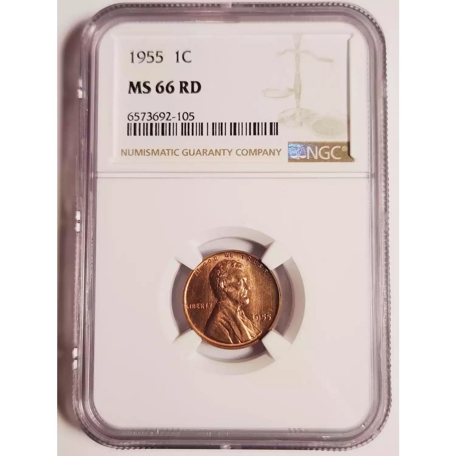 1955 Small Cents Lincoln, Wheat Ears Reverse NGC MS-66 RD - Bob Paul Rare Coins