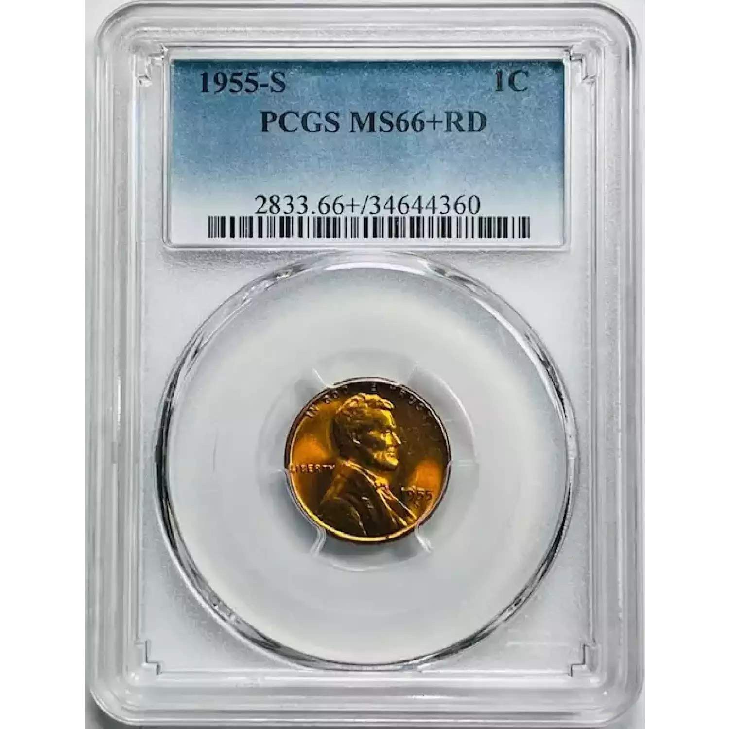 1955-S Small Cents Lincoln, Wheat Ears Reverse PCGS MS-66+ RD - Bob Paul Rare Coins