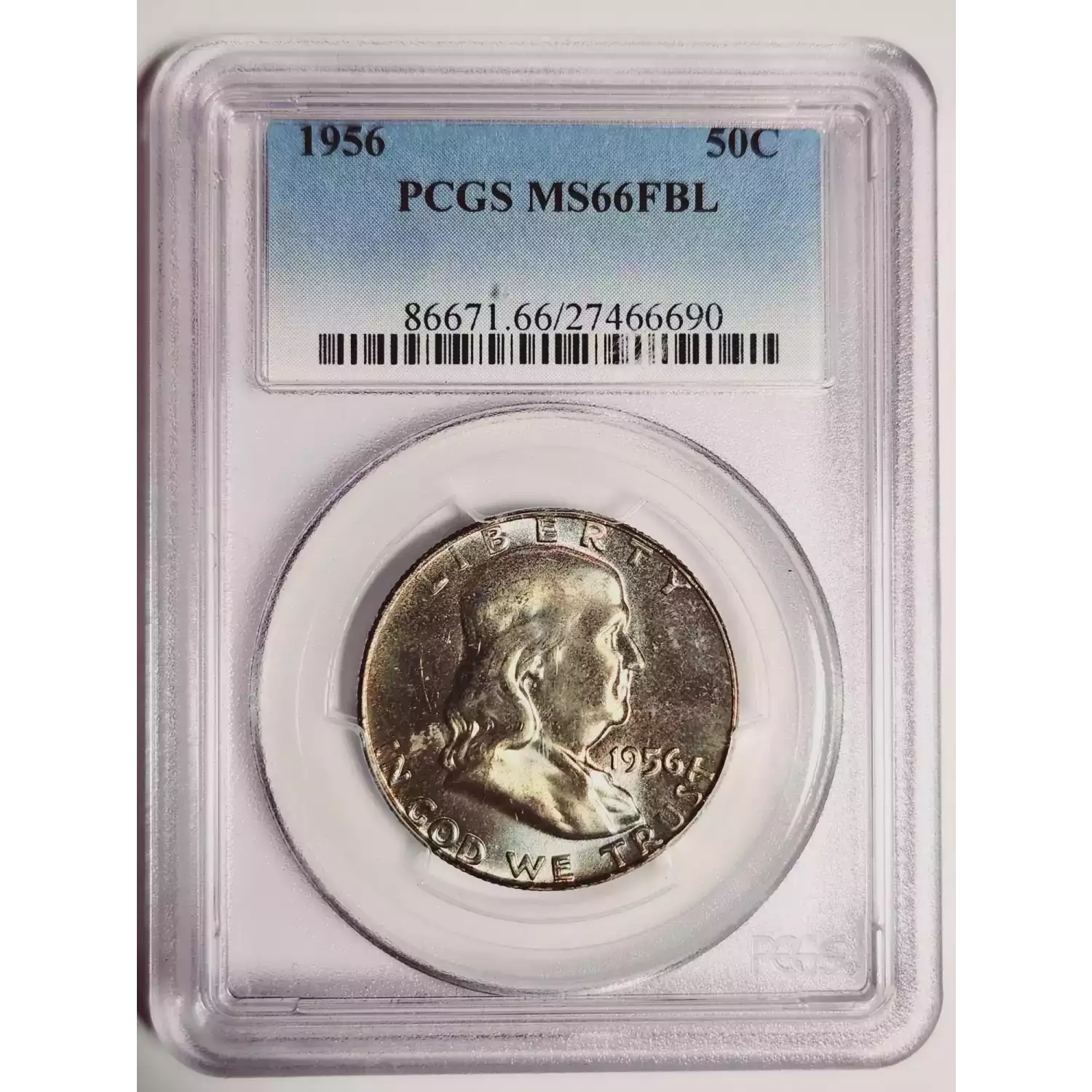 1956 Franklin Half Dollar PCGS MS-66 FBL COLORS - Bob Paul Rare Coins