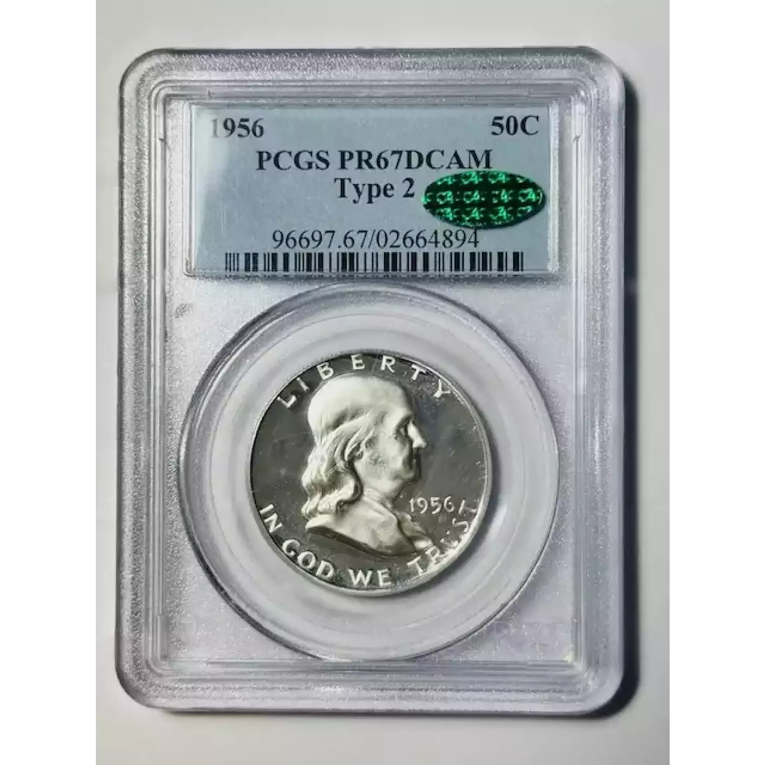 1956 Franklin Half Dollar PCGS PR-67 DCAM Type 2- Low CAC Population ...